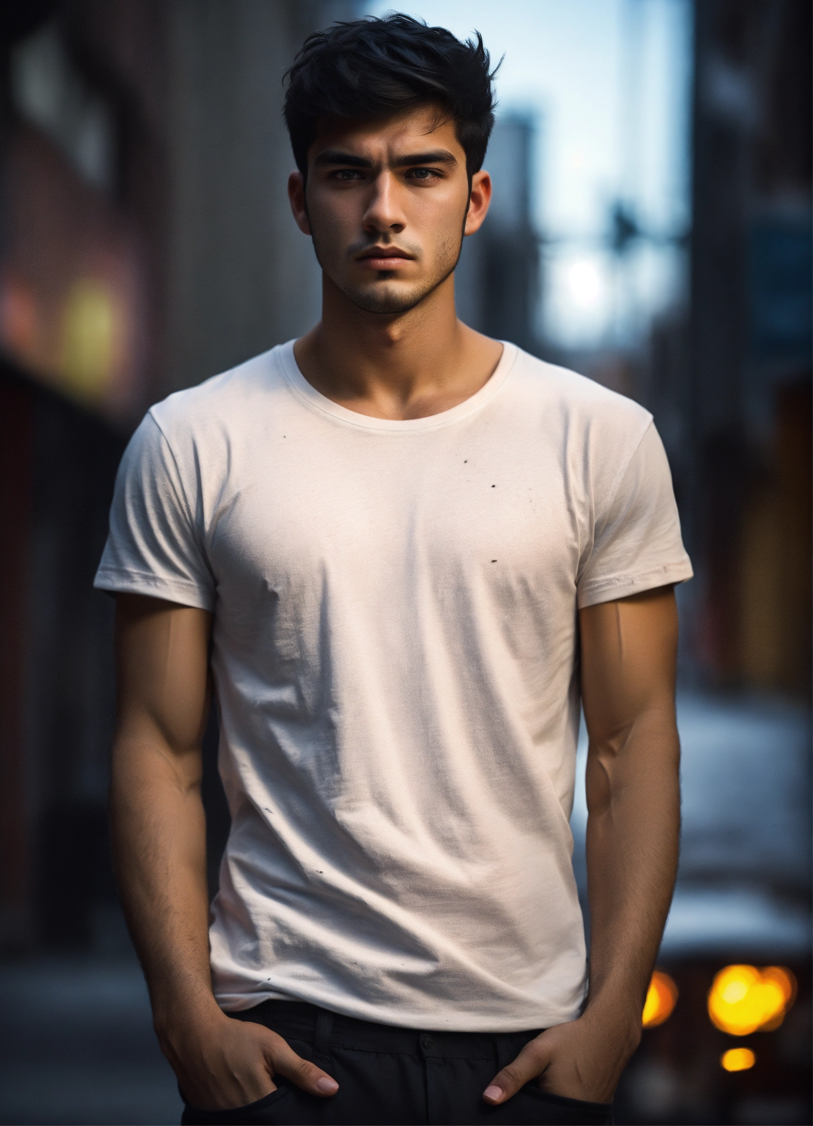 Lexica - A realistic photograph of a 22-year-old man, with a serious ...