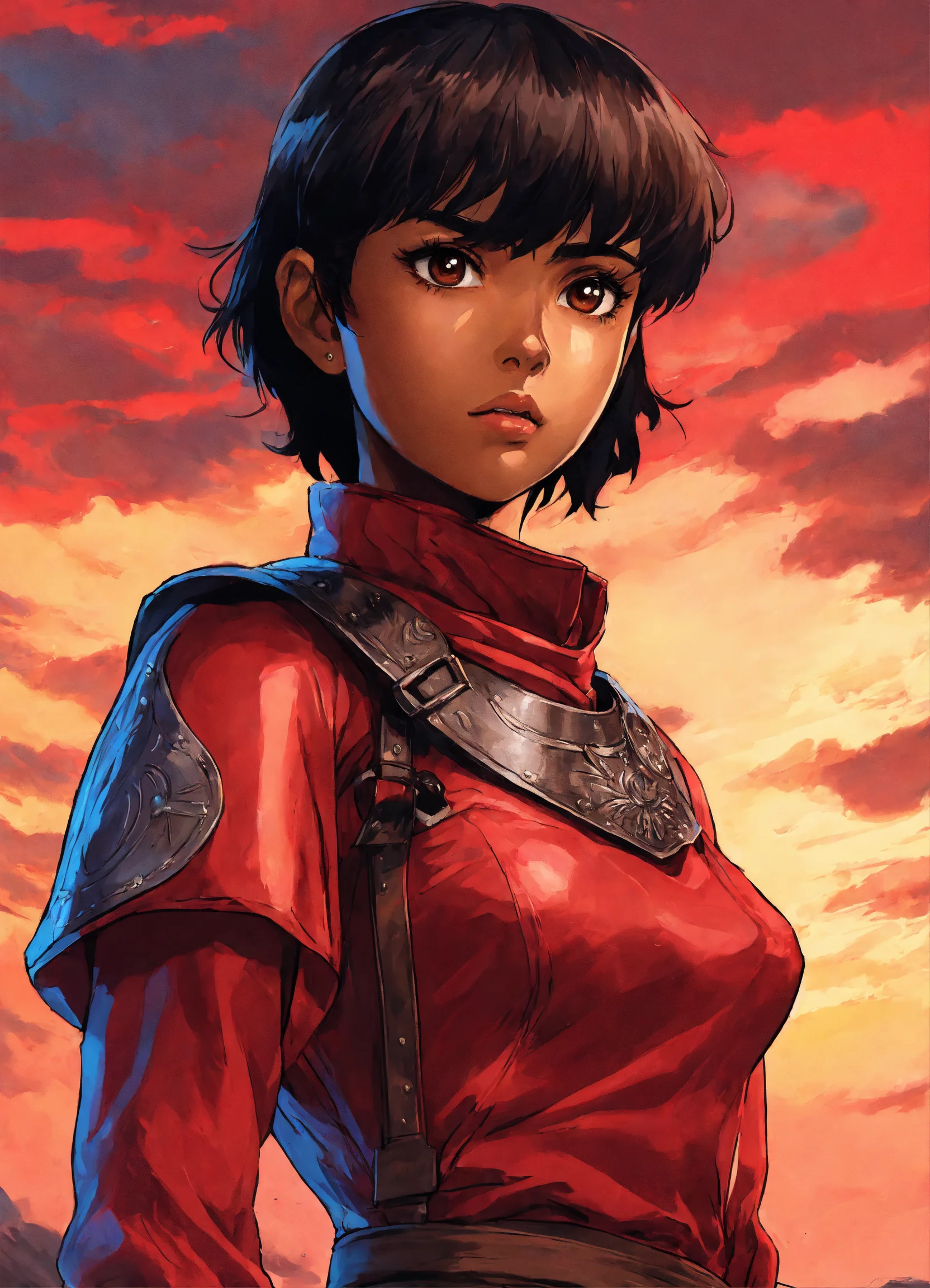 Lexica - Full body Cartoon art of Casca from Berserk, brown skin, short ...