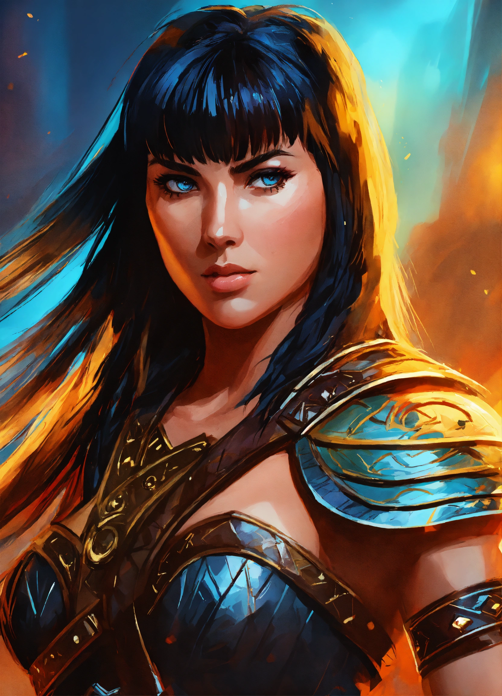 Lexica - Xena Warrior Princess, 2D illustration style, sharp focus ...