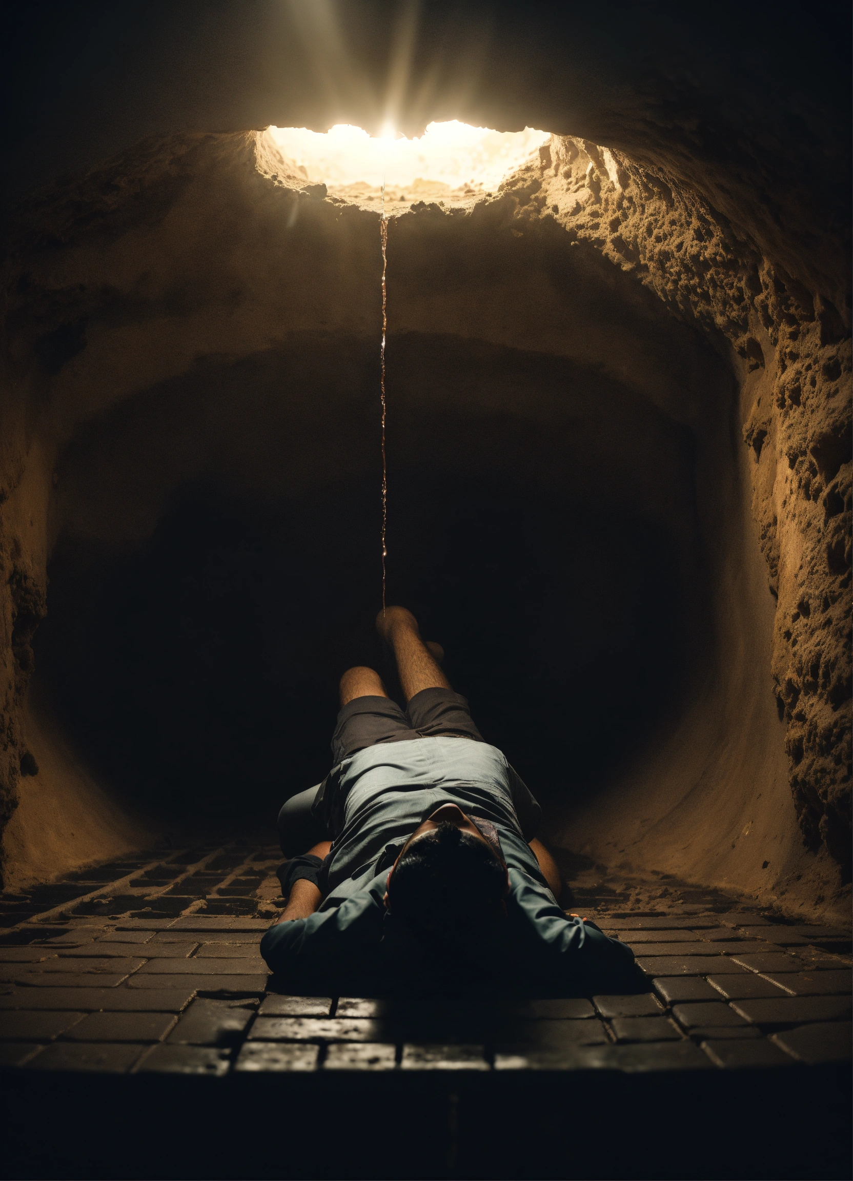 Lexica - A young arab man falling on the floor of a deep dark empty ...