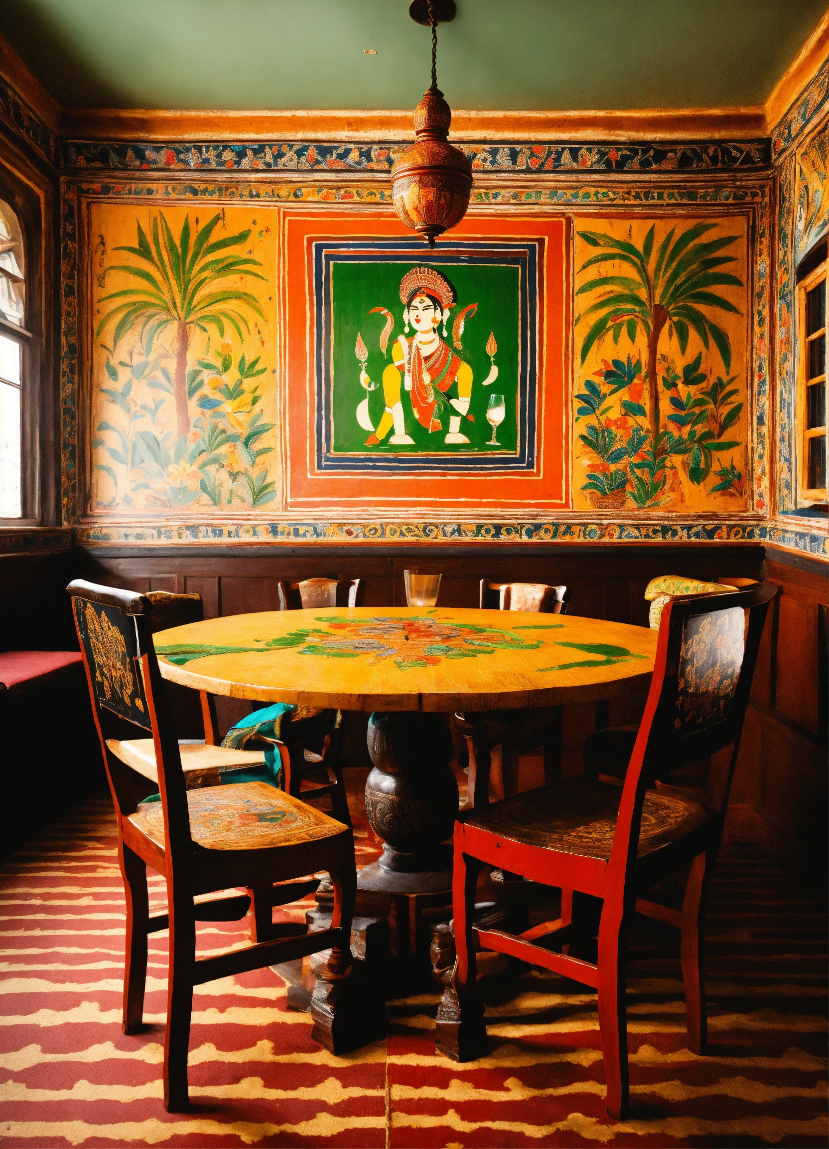 Lexica - Indian folk art dining table in a restaurant