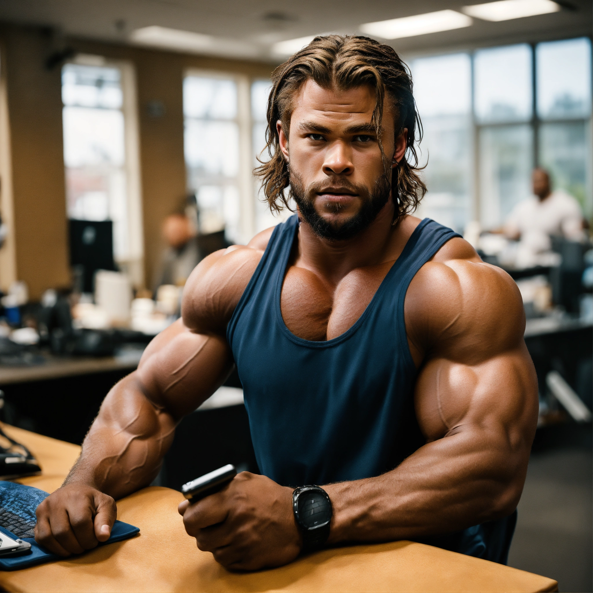 Lexica - 30-year-old hairy man with big muscles, African-American Chris ...