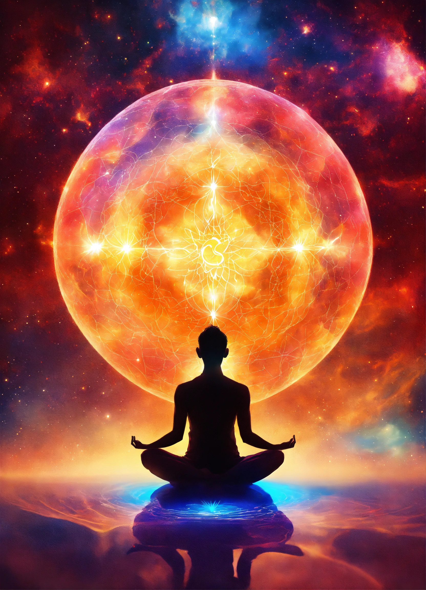 Lexica - A person meditating, with their translucent astral form ...