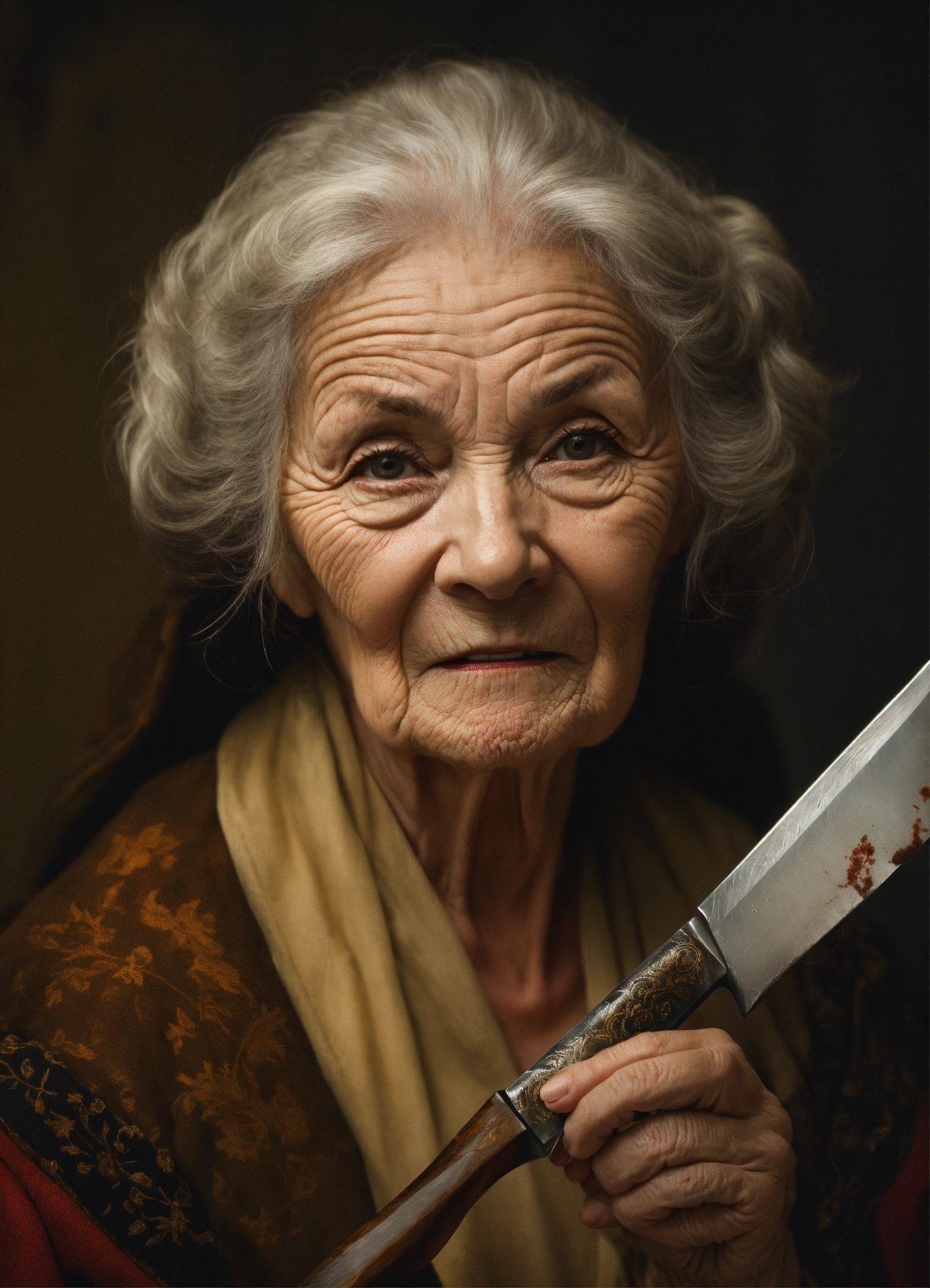 Lexica - An old woman in her 60s of European appearance with a devious ...