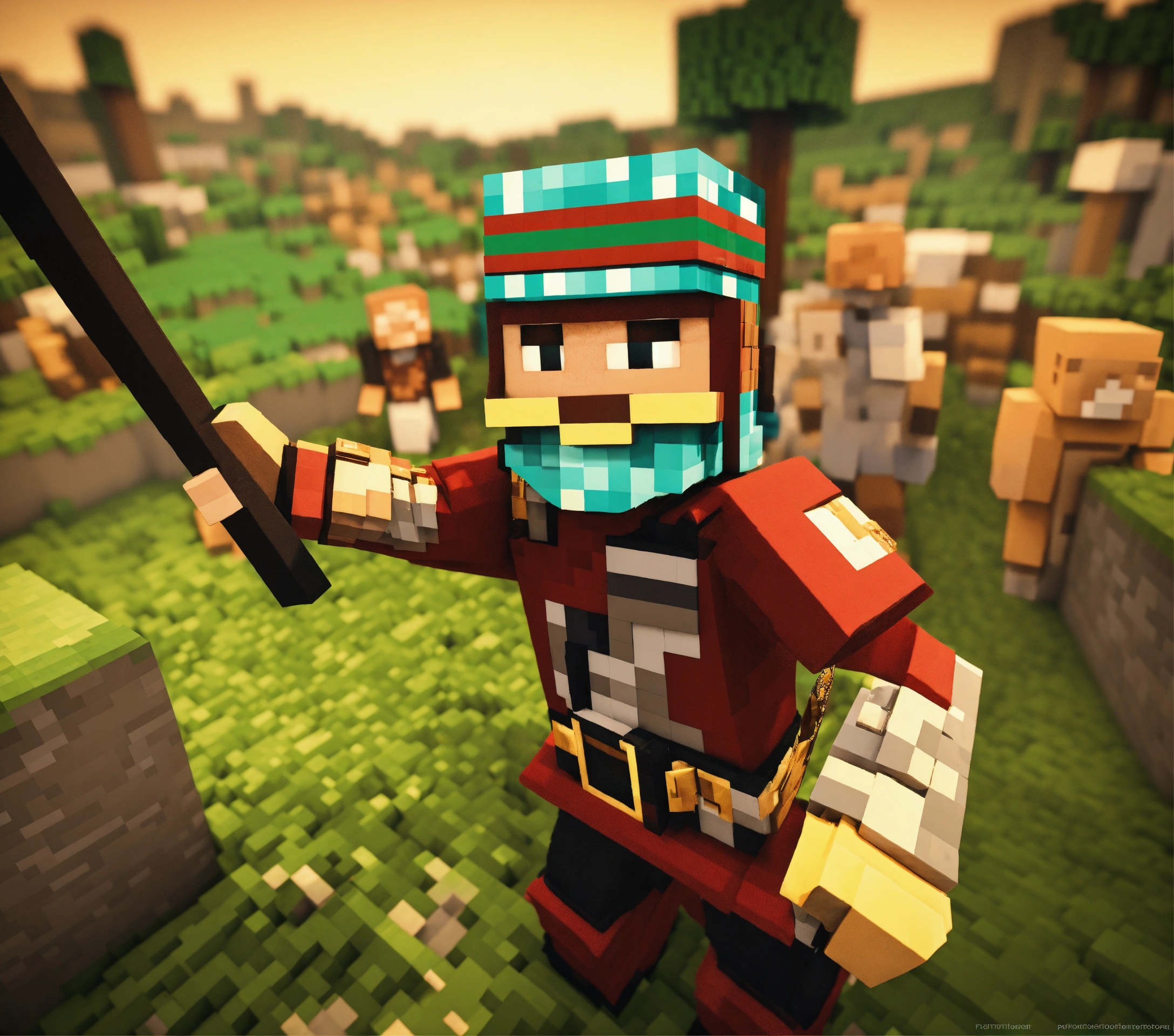 Lexica - Roman soldier guard taking selfie with minecraft villagers ...