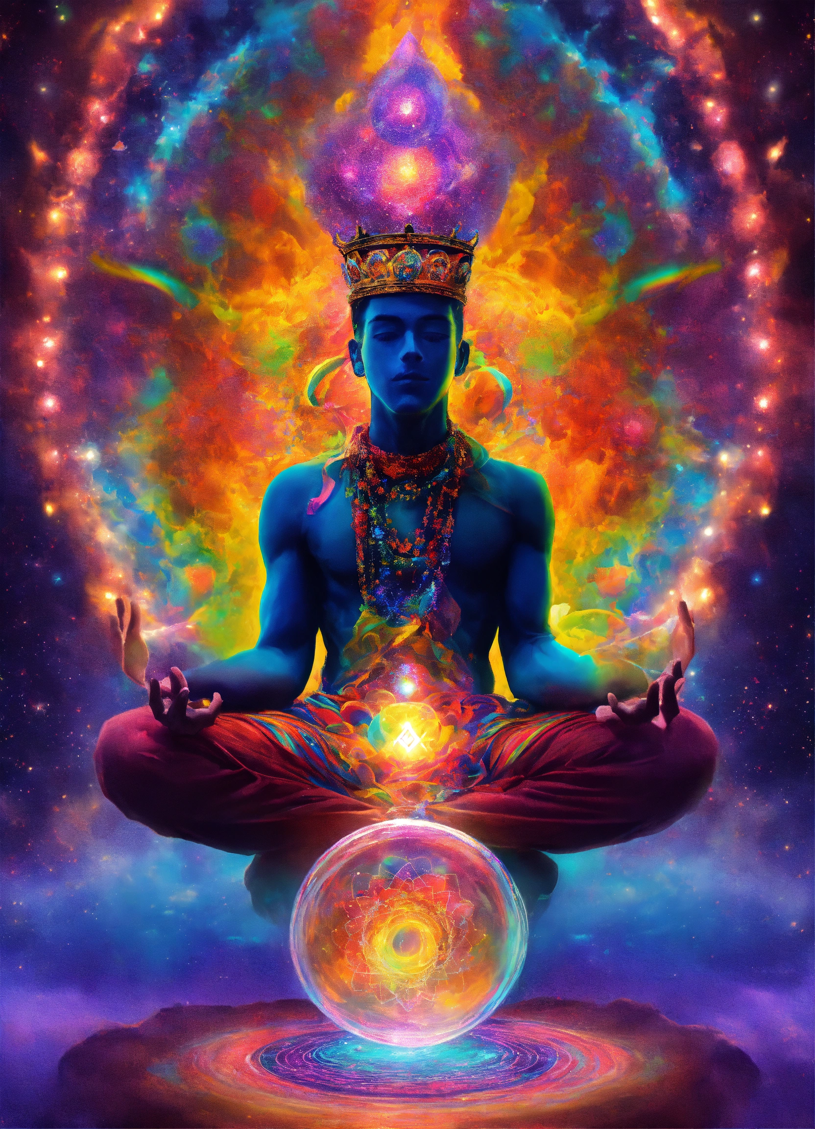 Lexica - Abstract drum smoking dmt, with universe coming out of his ...