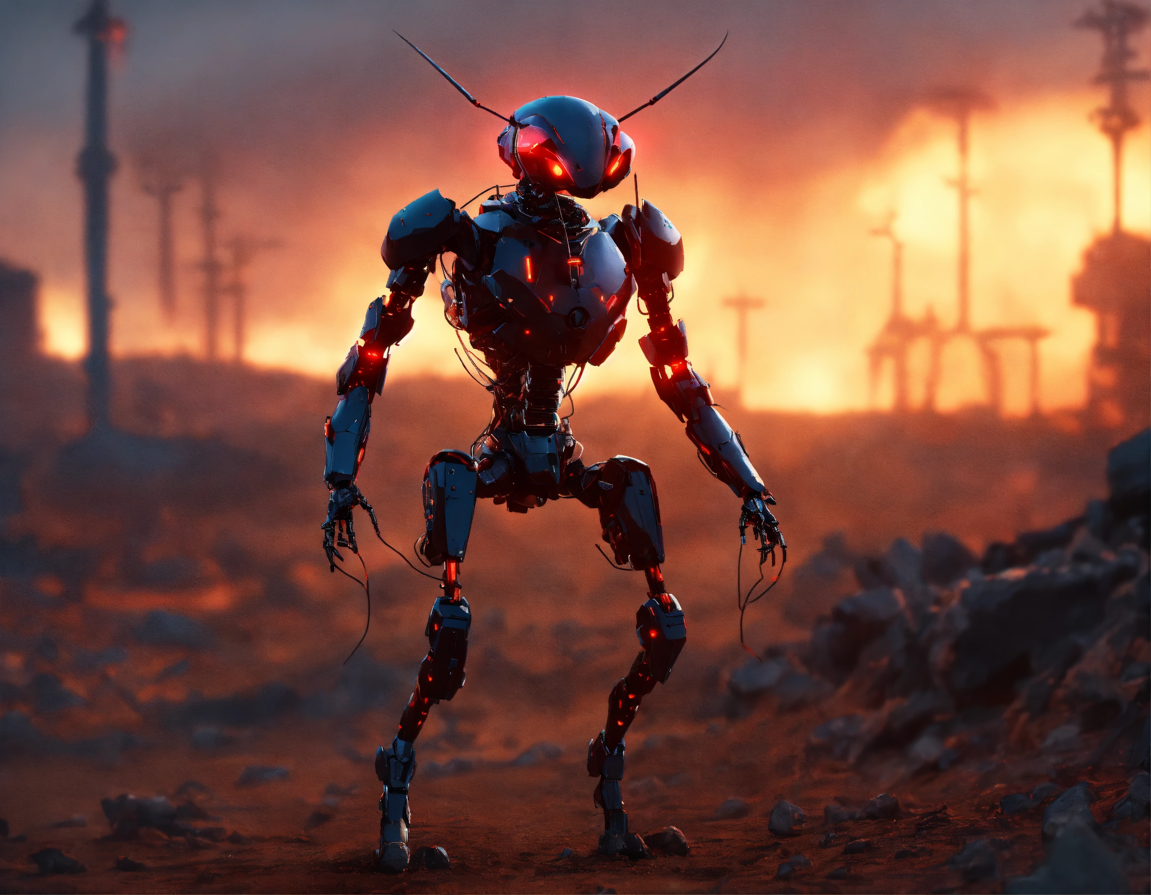 Lexica - Zoom out scene of 4 leg 2 arm comical funny standing black ant ...