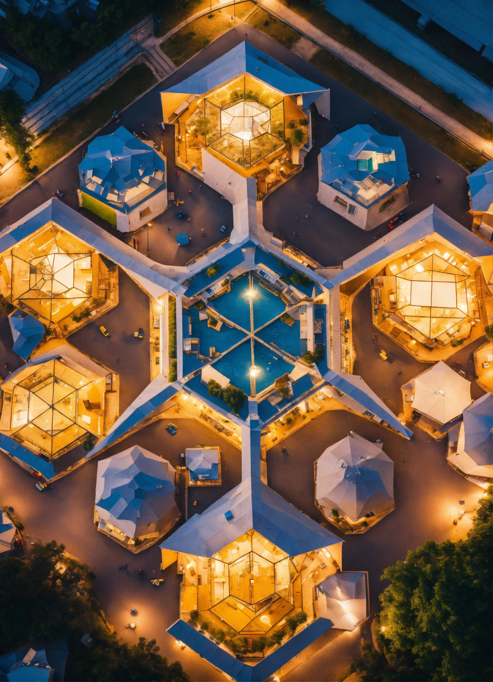 Lexica - Overhead view of a hexagon city, best quality, real picture ...