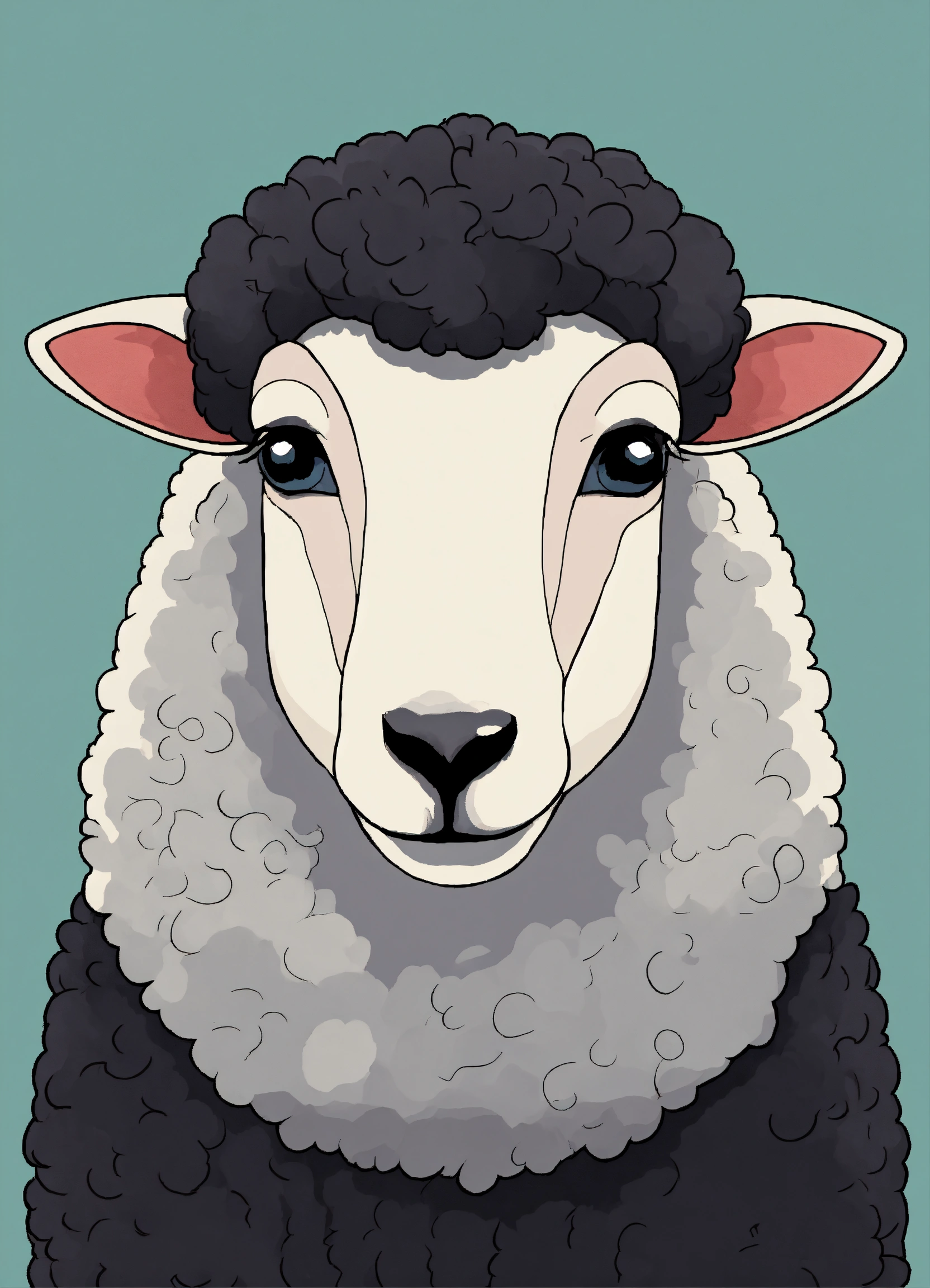 Lexica - 2d meme sheep with black hair