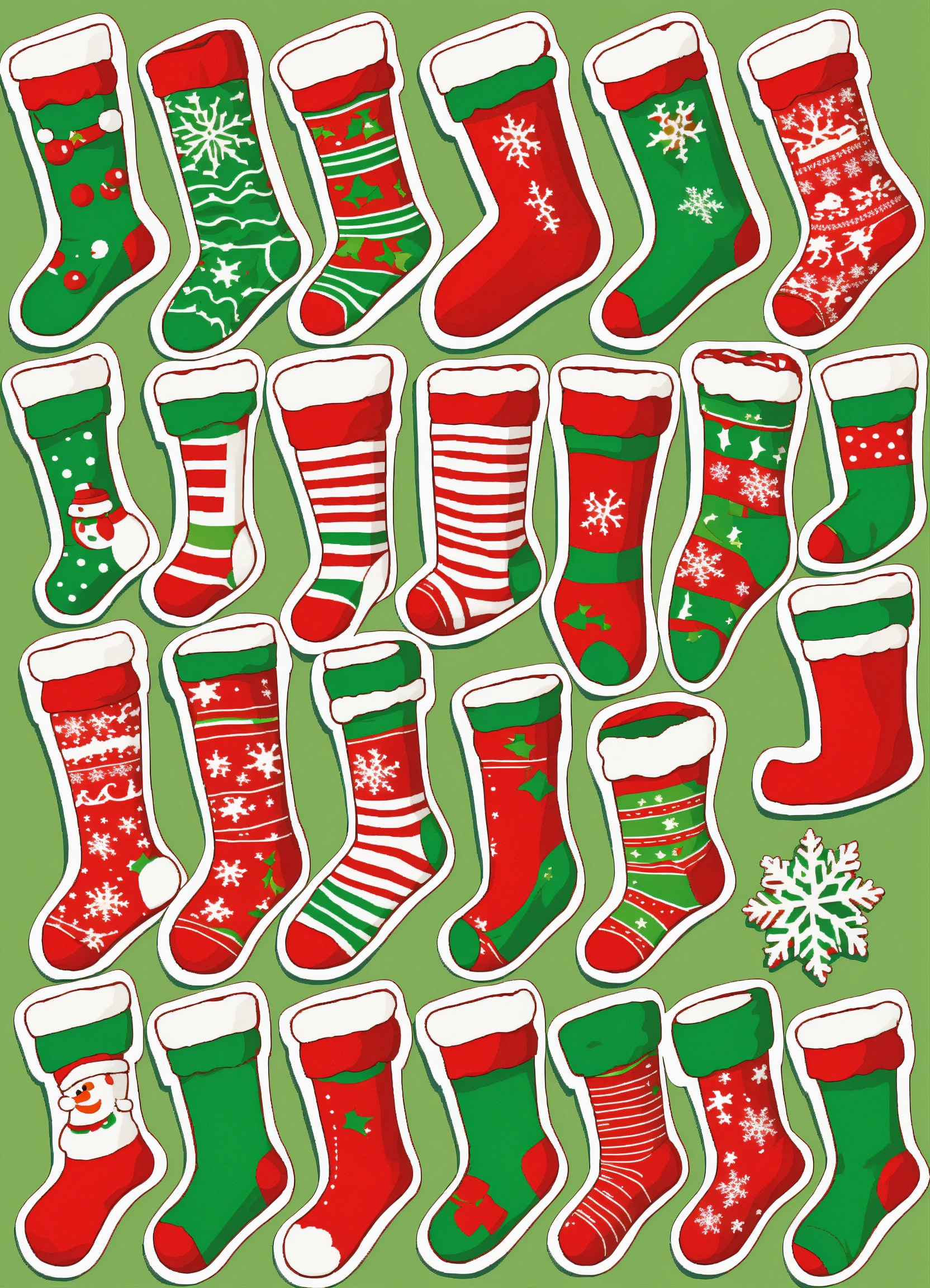 Lexica - Cartoon christmas socks stickers, different forms and sizes