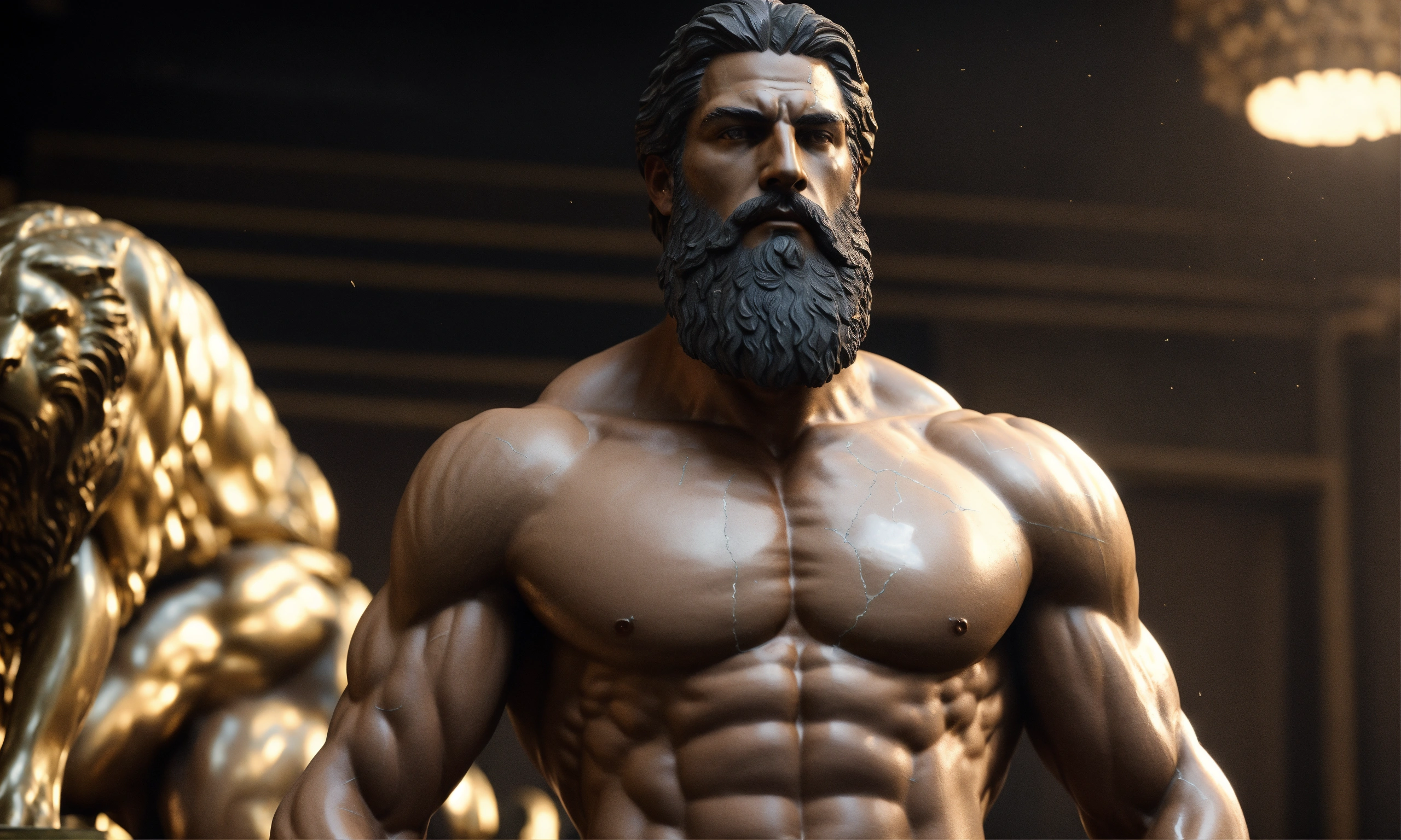 Lexica - A muscular statue of a strong Greek man with beard and scars ...