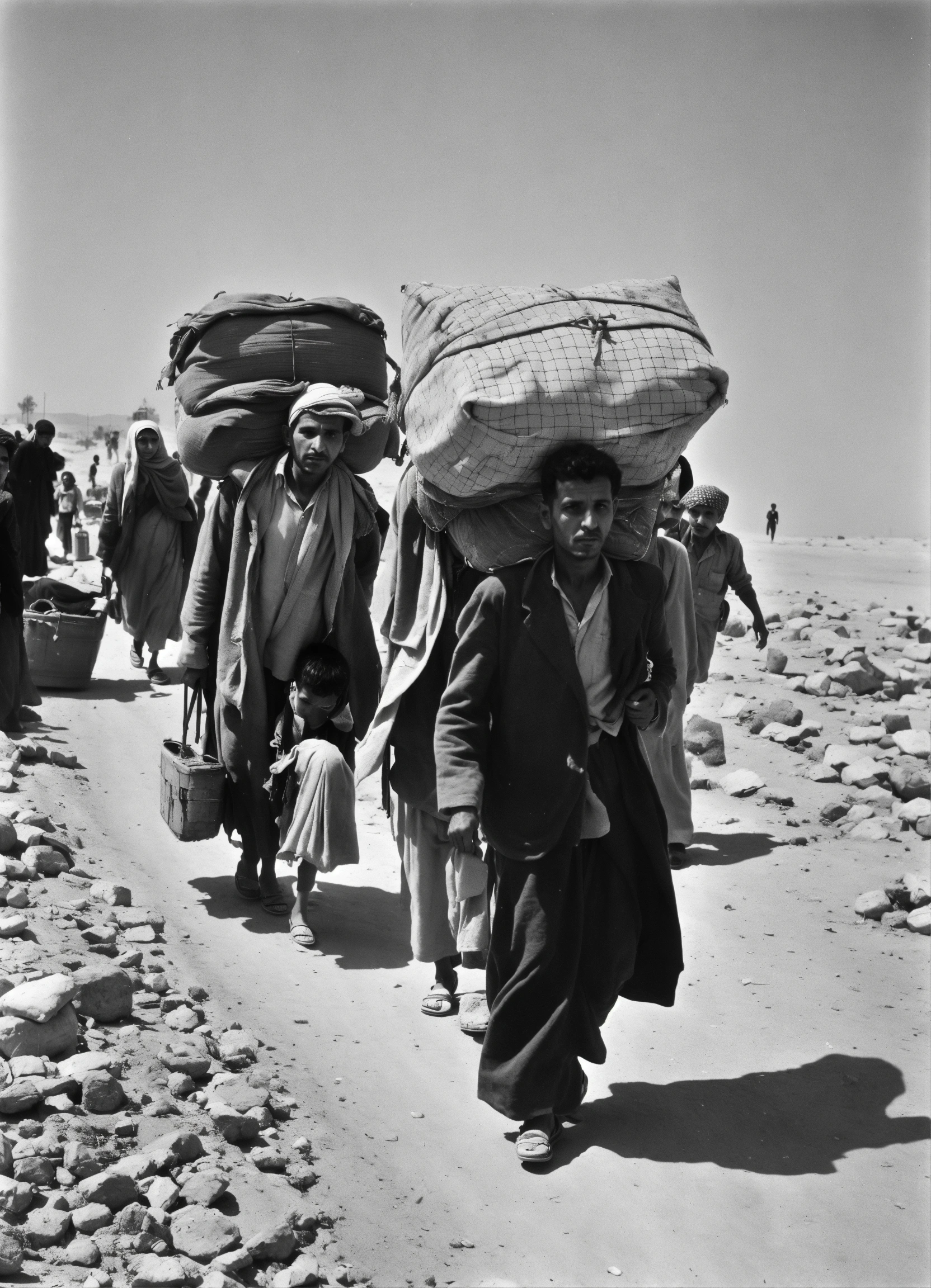 Lexica - "Palestinian refugees carrying their belongings, displaced ...