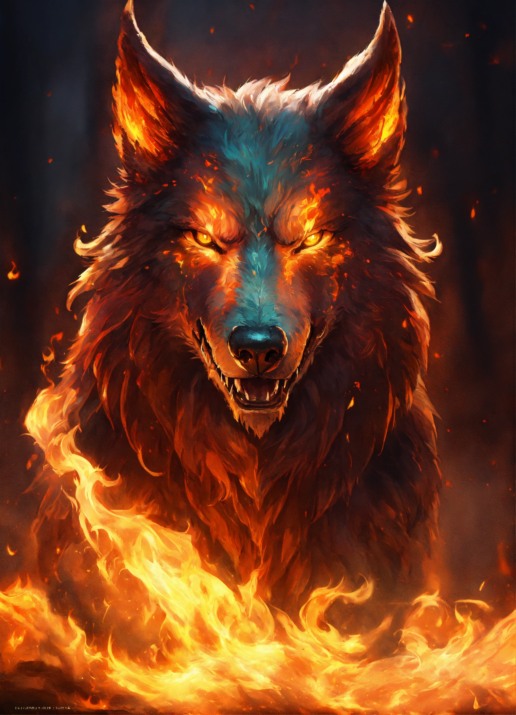 Lexica - A grotesque and demonic wolf, its fur matted and twisted, its ...
