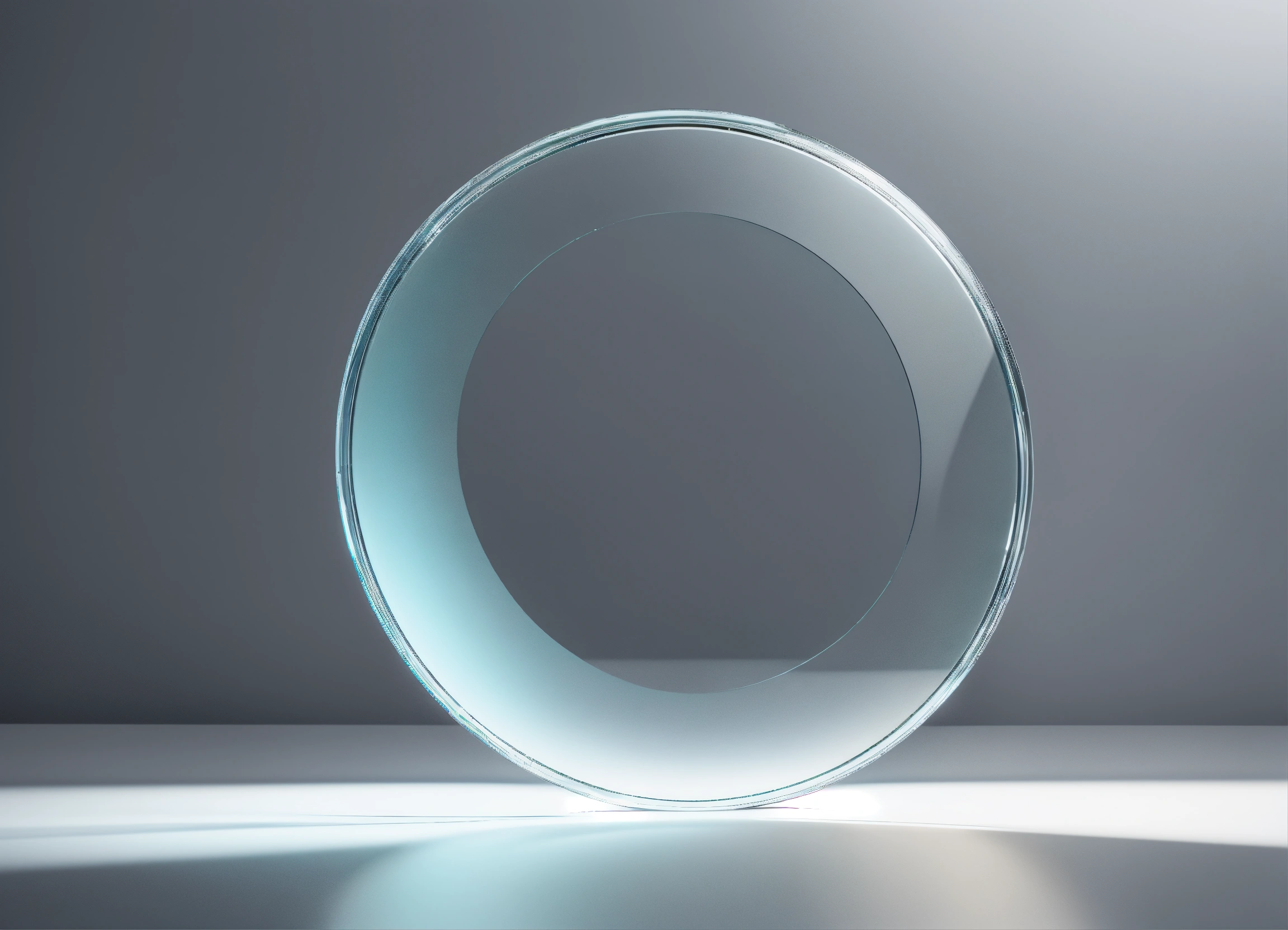 Lexica - Ultra thin glass circle, seen from a side angle with a rotated ...