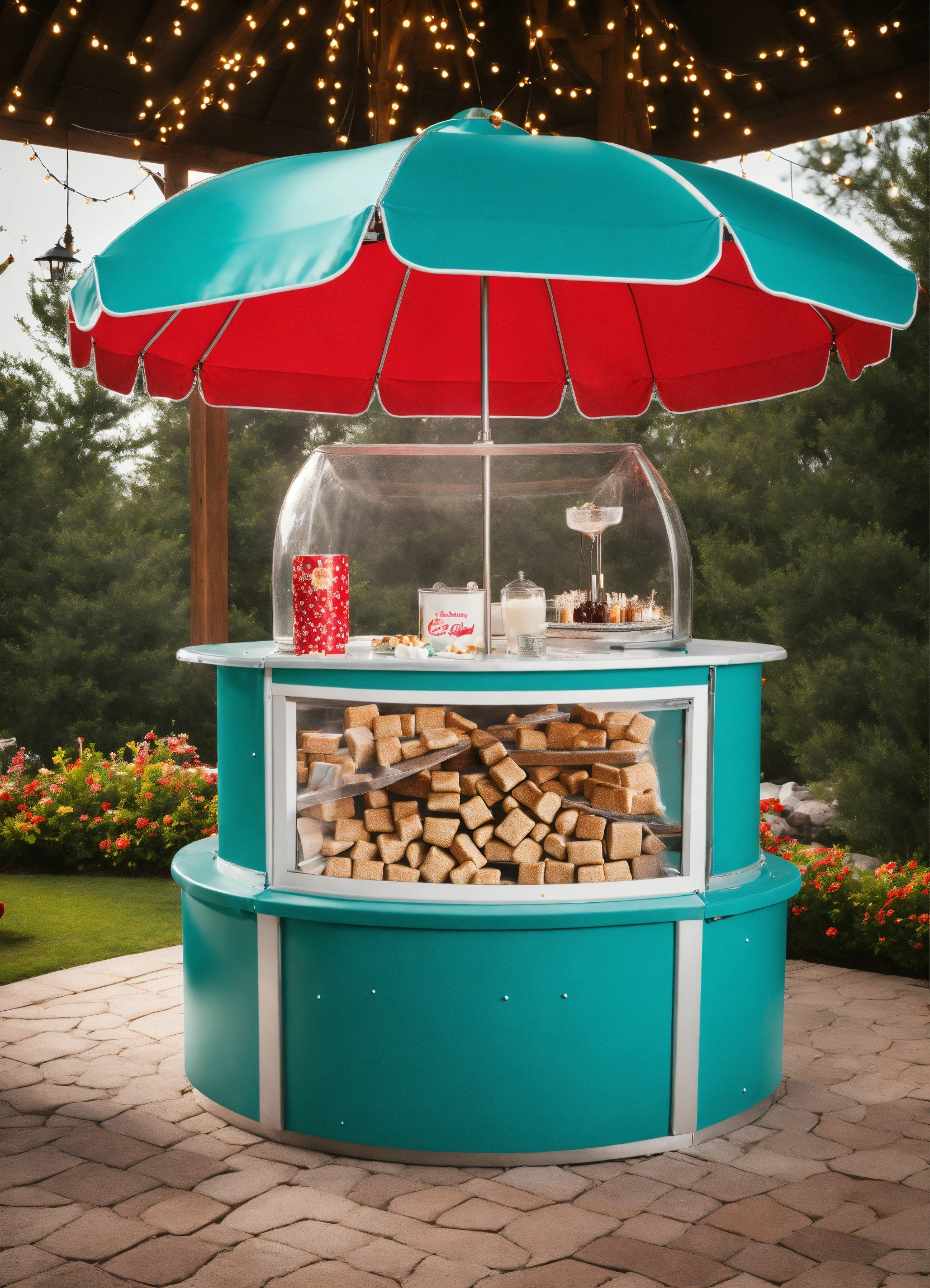 Lexica - Elegant teal ice igloo booth to sell smores outdoor with a red ...