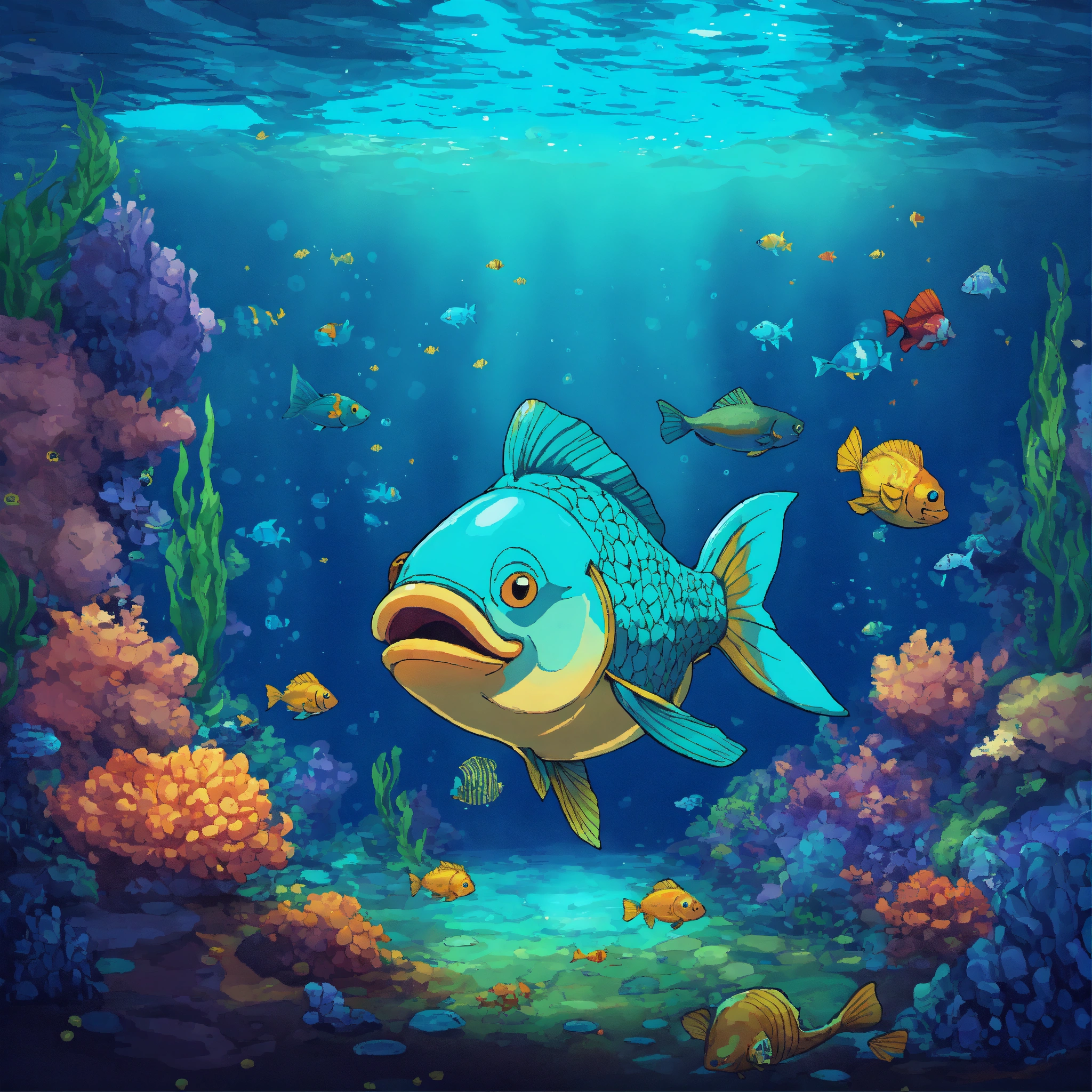 Lexica - One big Fish under Water, 8k, high quality, oldschool, wise ...