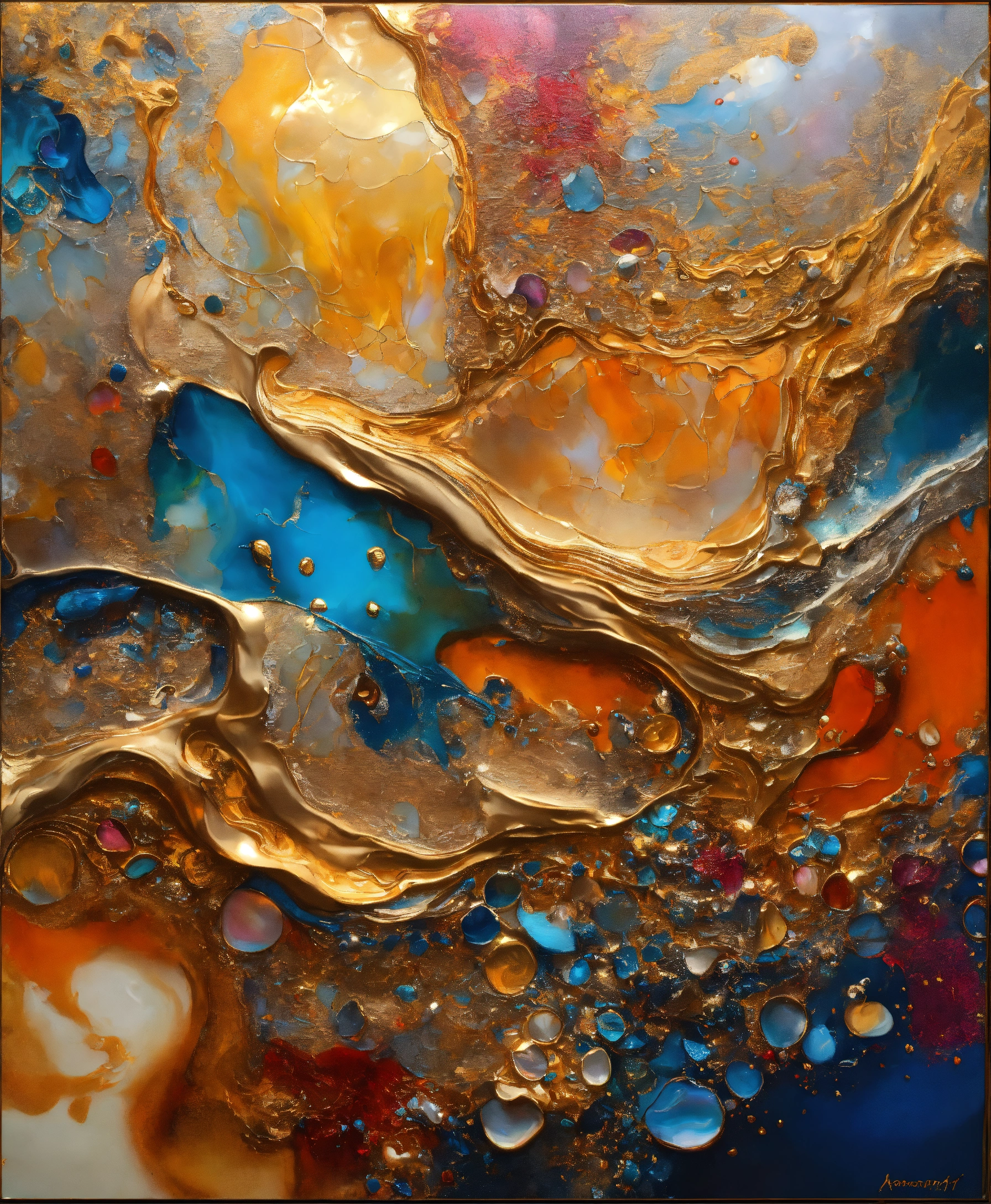 Lexica - Colorful abstract painting oil and water complex complicated ...