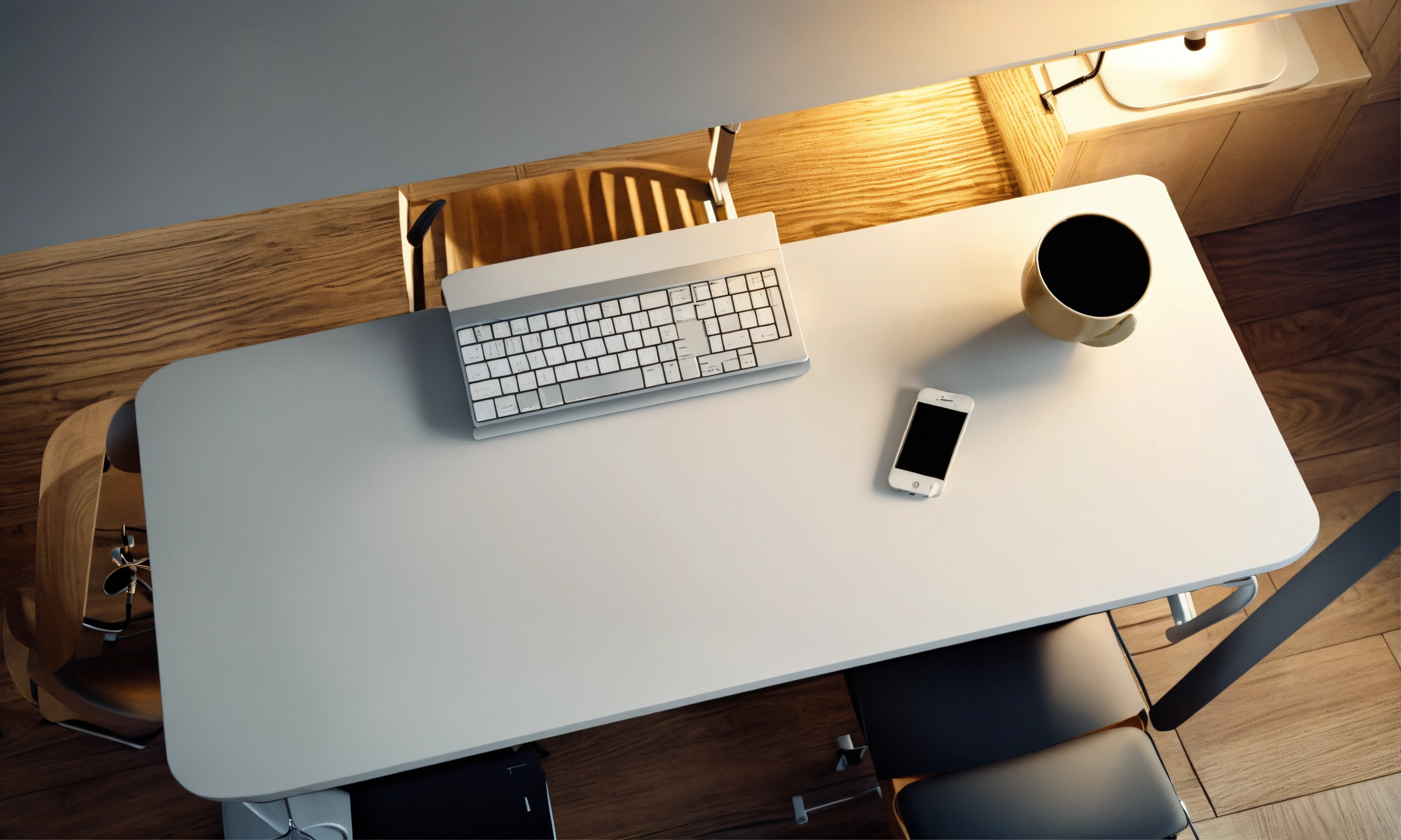 Lexica - Close up of empty desk hyper realistic view from top Top view ...