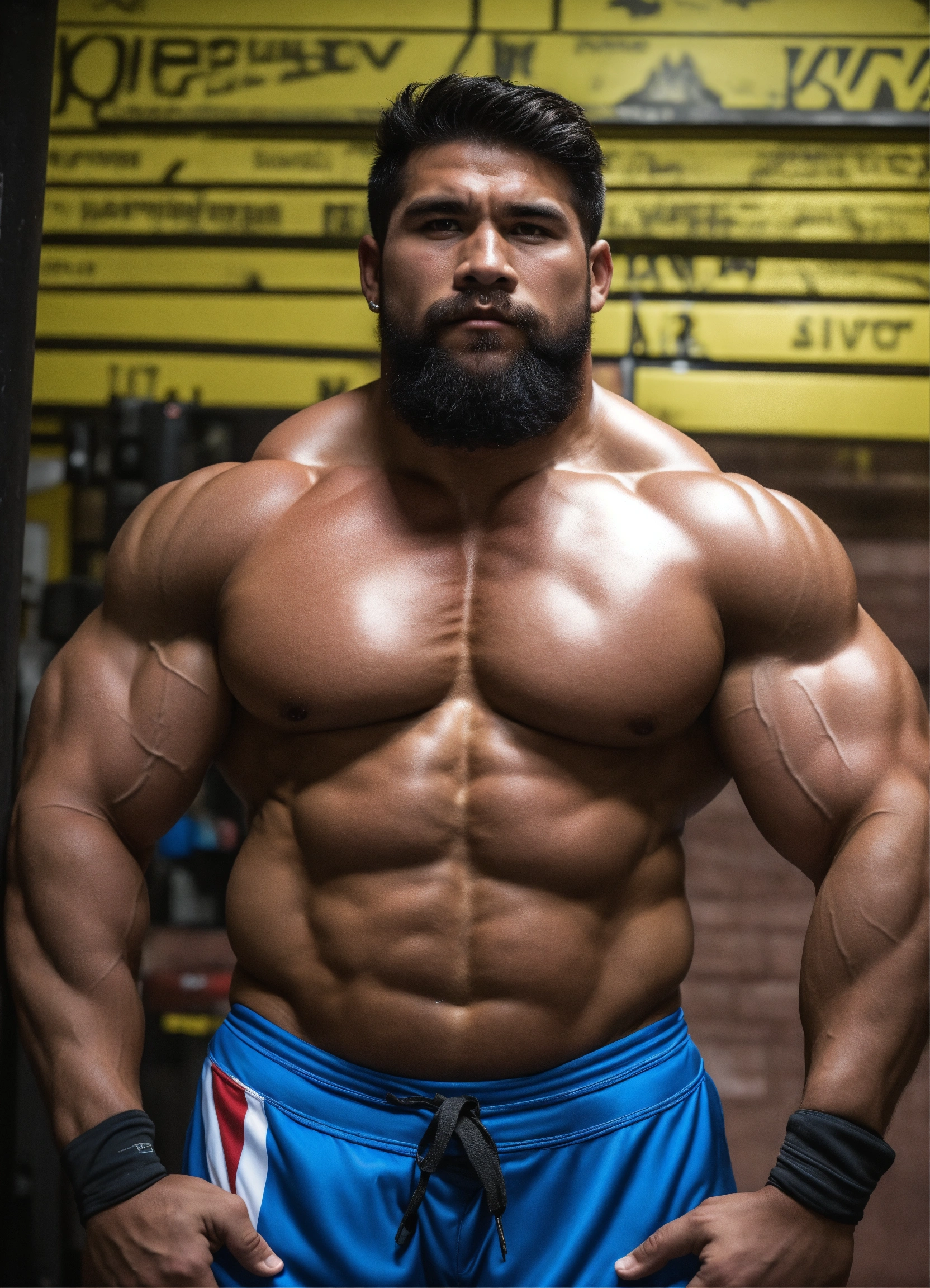 Lexica - 30-year-old wrestler with big muscles, bodybuilder, Bolivian, big