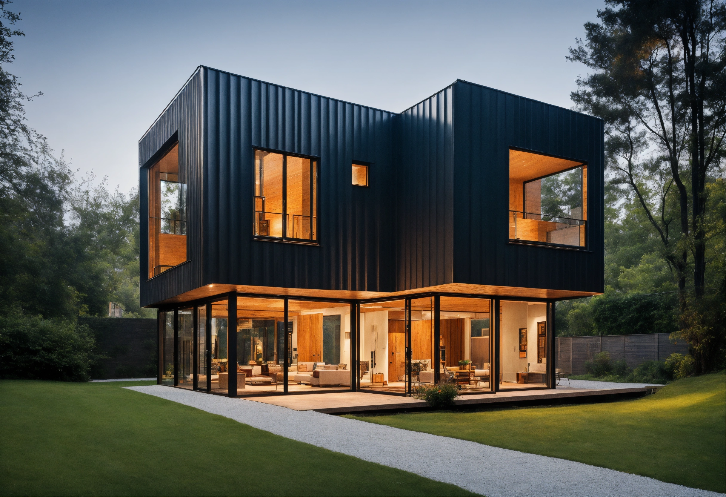 Lexica - Geometric and symmetrical steel house architecture.
