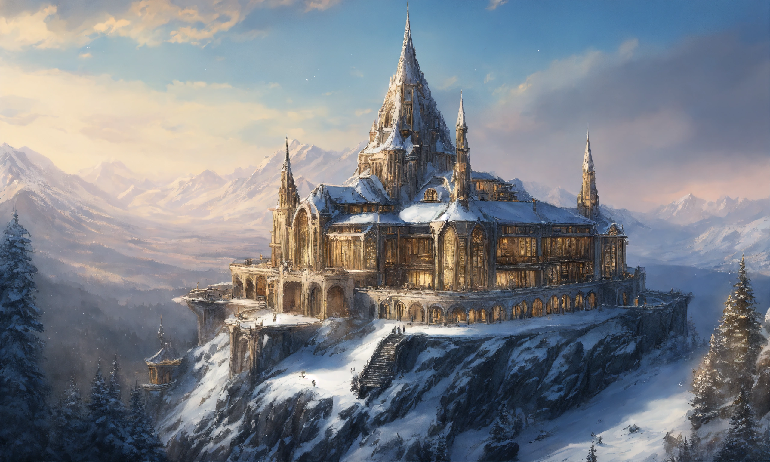 Lexica - Drawing of the full image of an elegant high elf sci fi palace ...