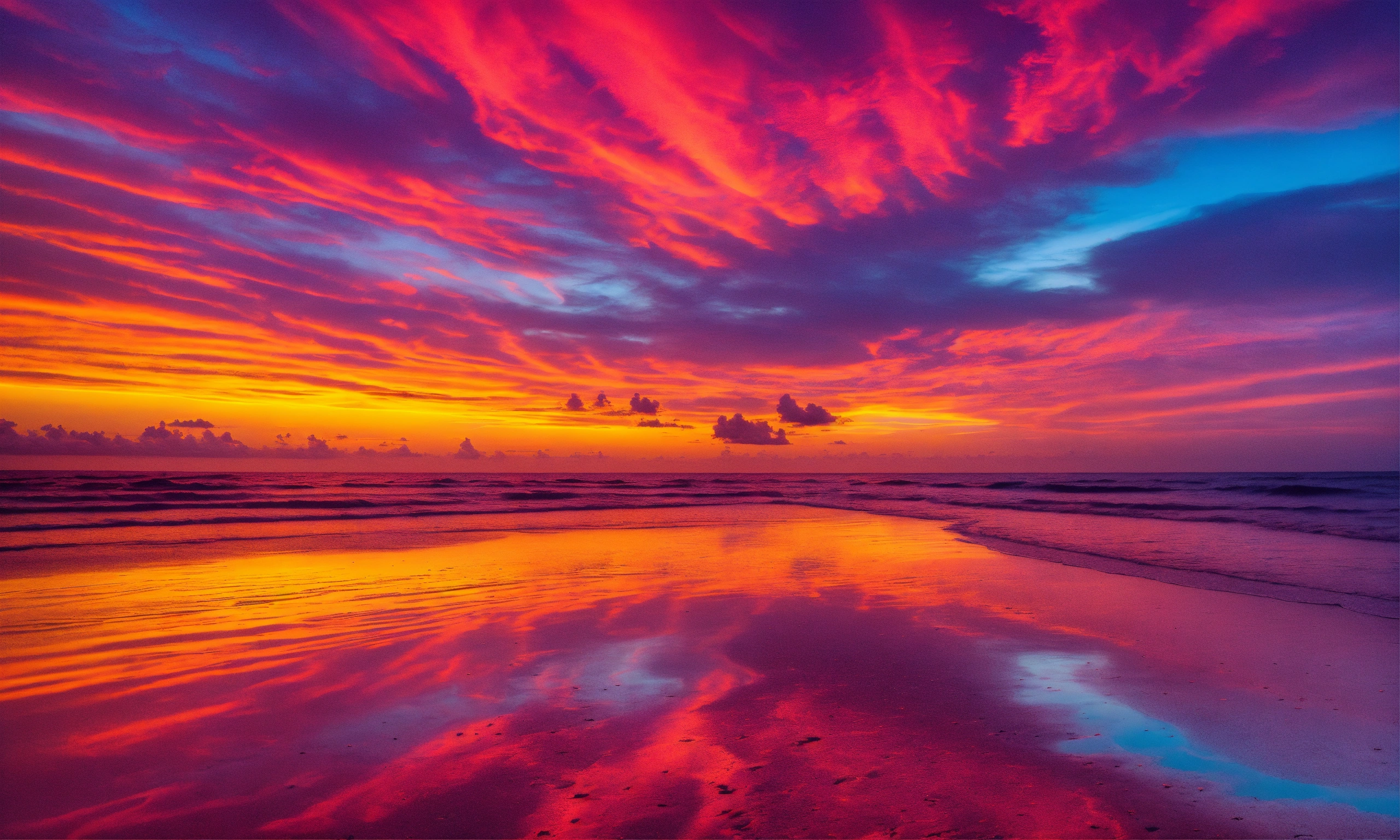 Lexica - A trippy and pychedelic sunset on a beach