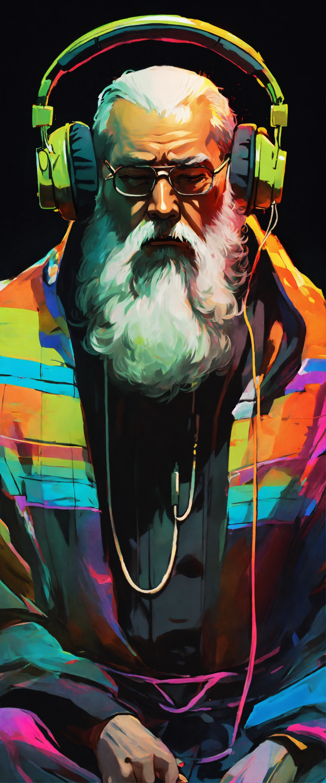 Lexica - Orthodox priest with white beard listening to music with ...