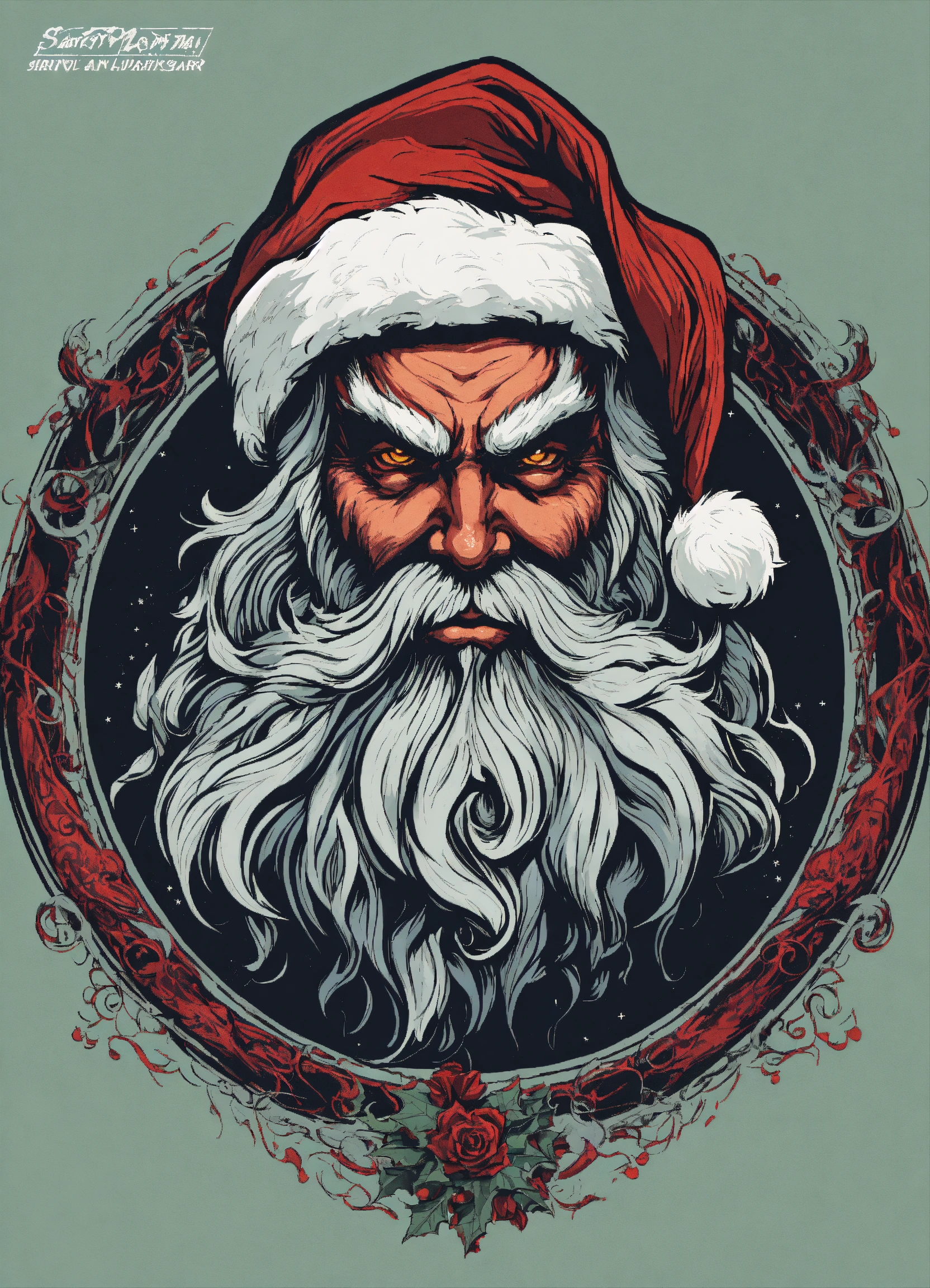 Lexica - EVIL SCARY OMINOUS SANTA CLAUSE in a circle, tshirt design ...