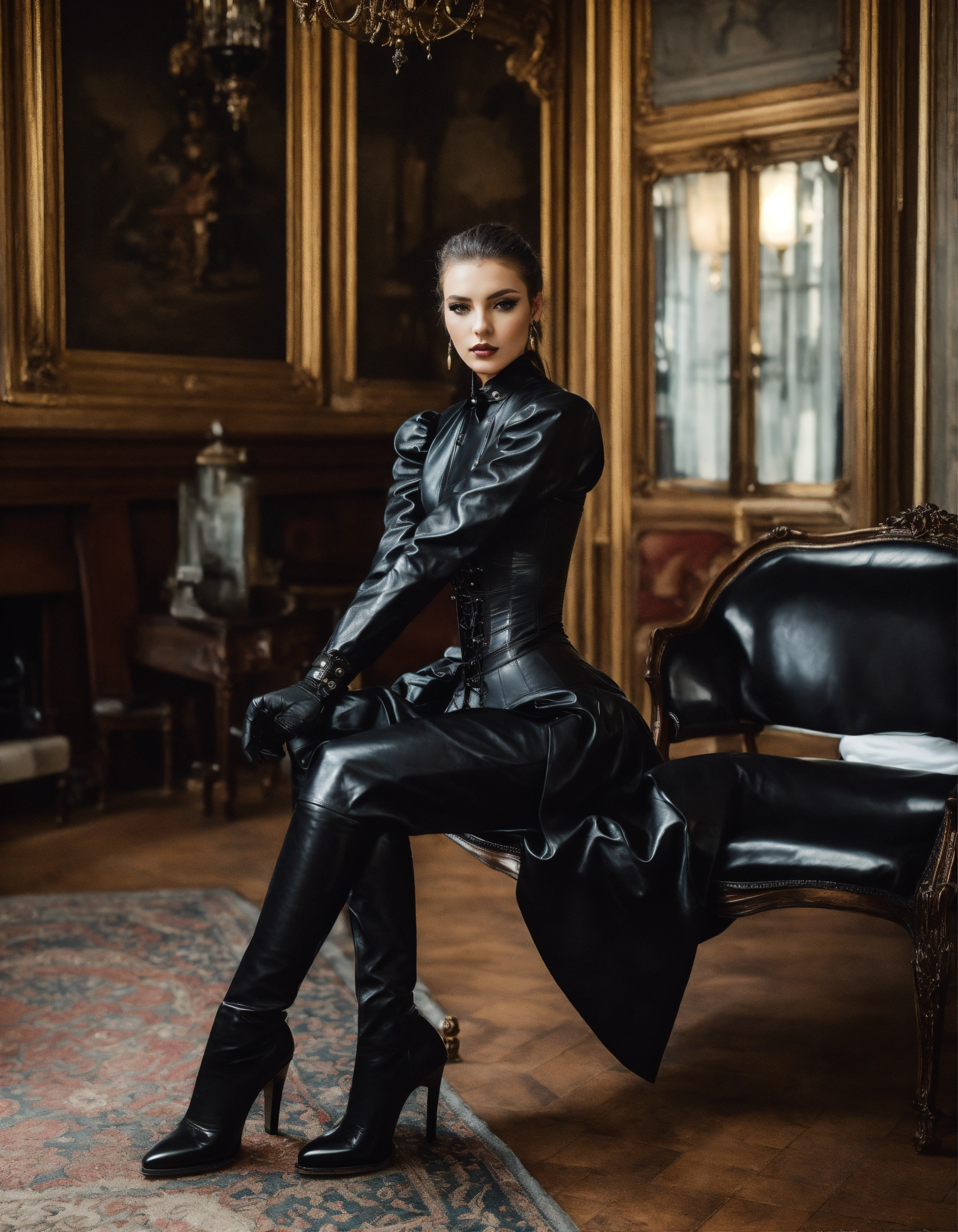 Lexica - Stunning french seductress woman fashion model sitting ...