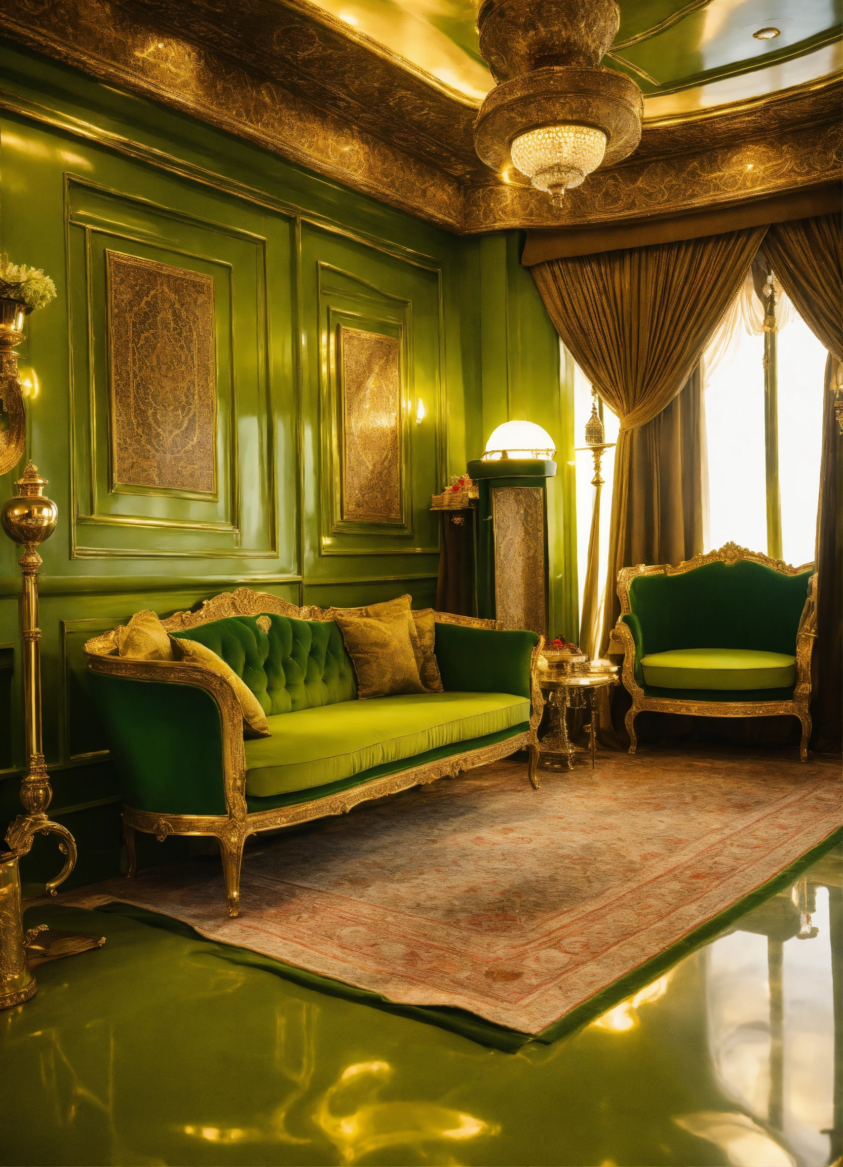 Lexica - Baroque french Saudi olive green nouveau riche style airplane ...