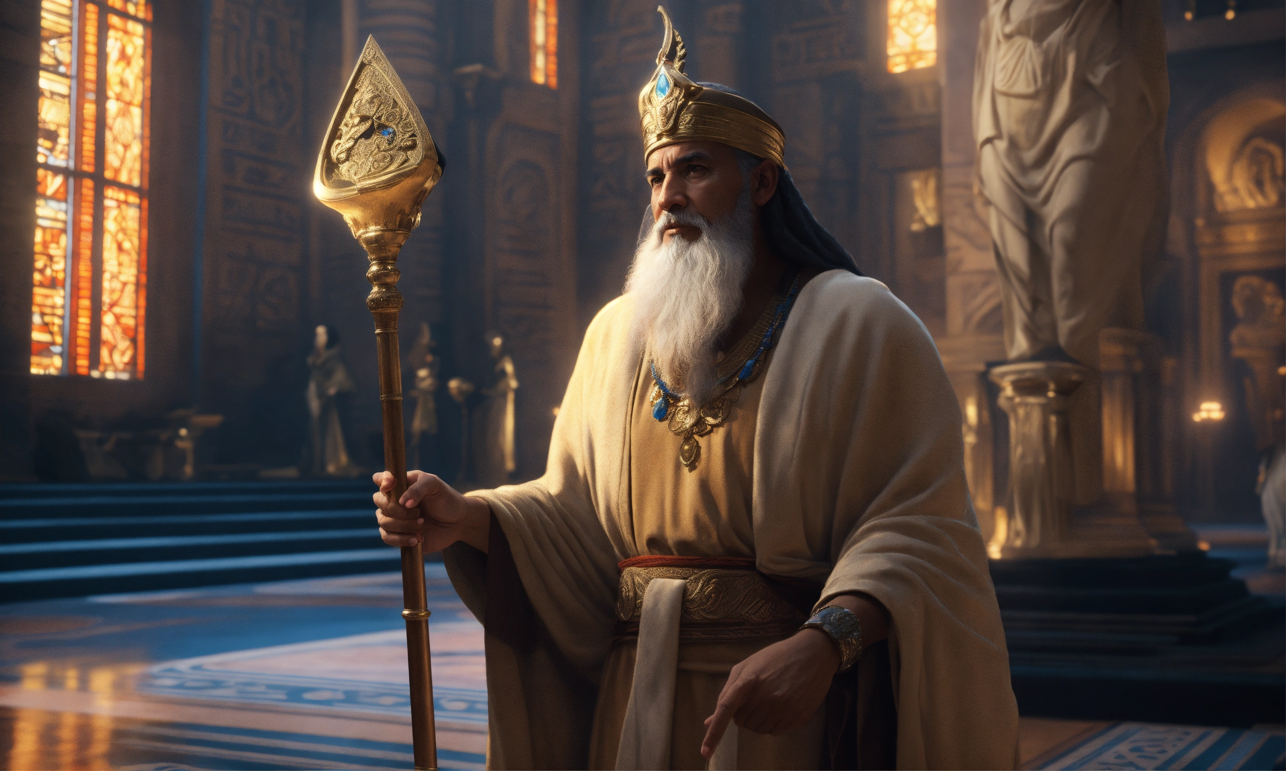 Lexica - Old Moses with his staff, Hebrew robes, talking to Pharaoh ...