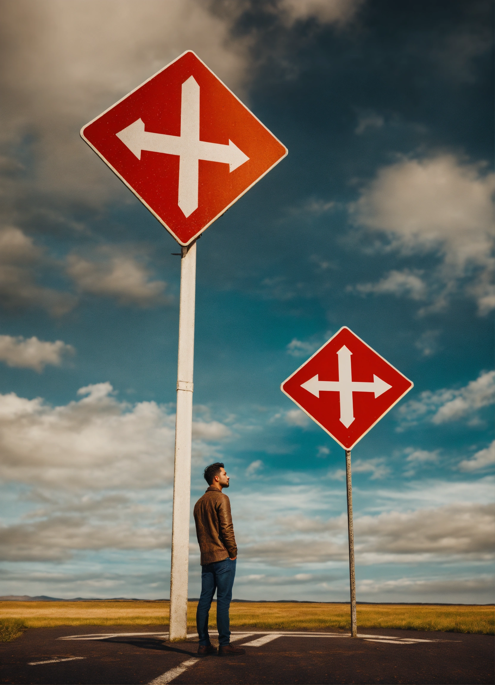 Lexica - A man standing on a crossroads a right and a wrong way, the ...