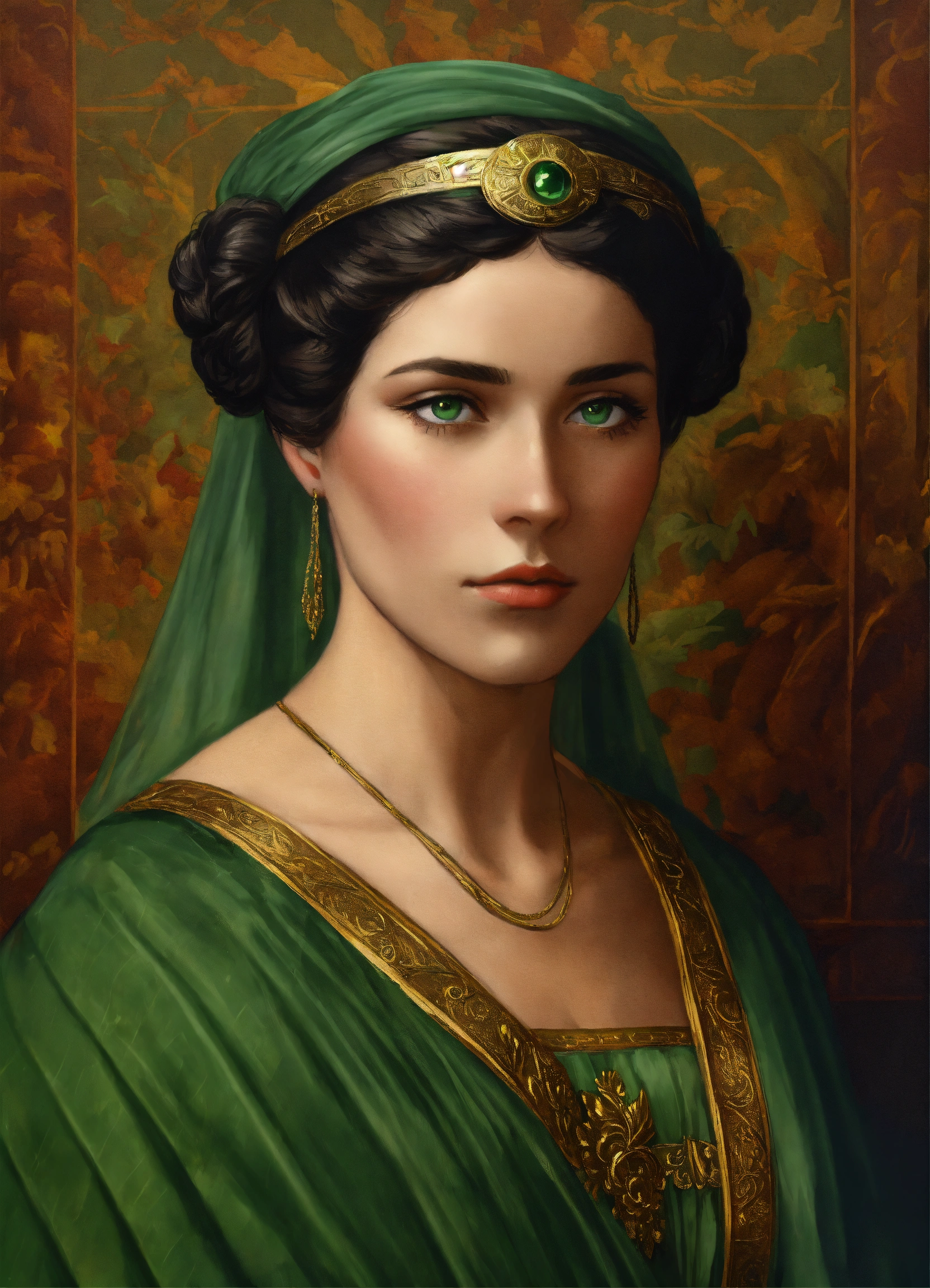 Lexica - A noble roman woman with dark hair and dark green eyes, hair ...