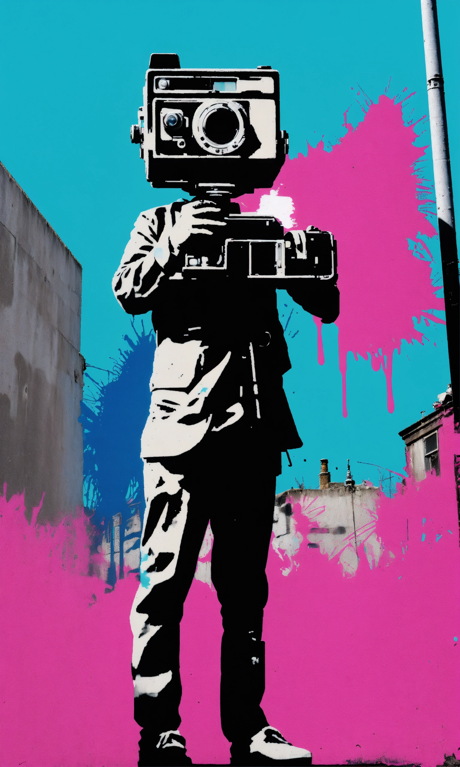 Lexica - "Create an image in the style of a Banksy stencil, featuring a ...
