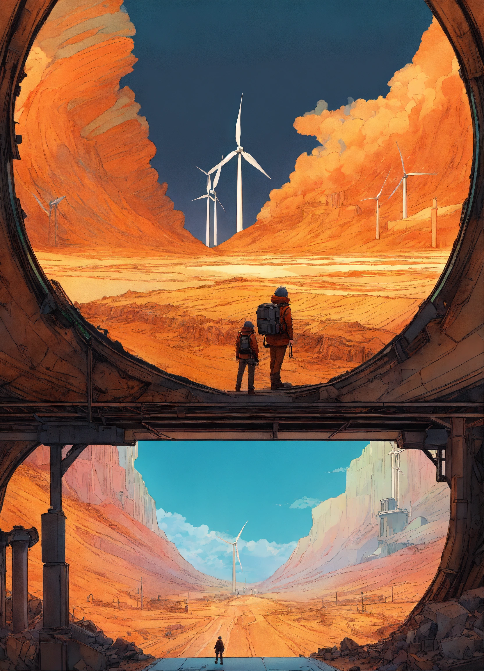 Lexica - Visualize a panoramic comic spread, illustrating a scene of a ...