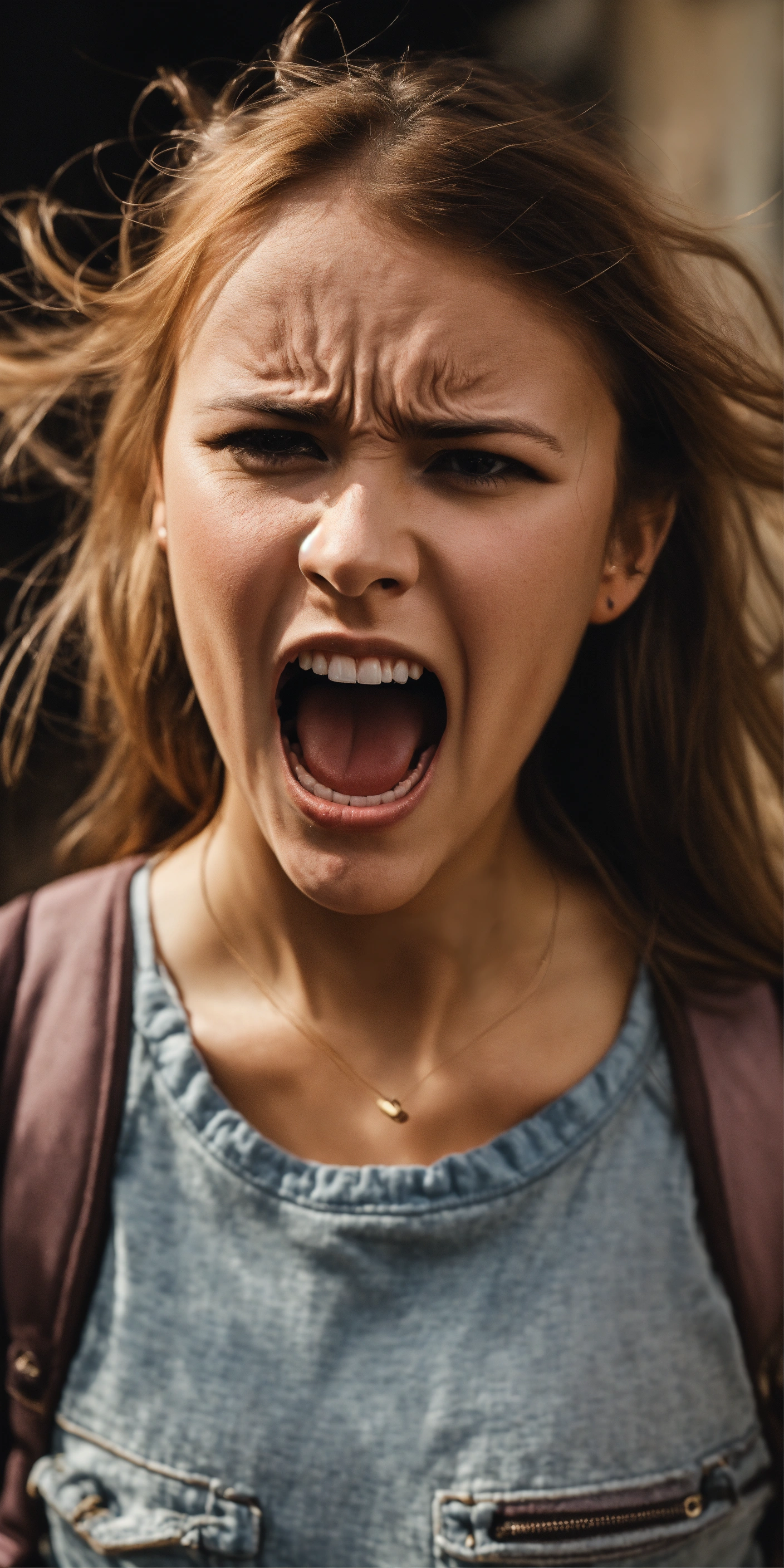 Lexica - A girl about 28 years old screaming with anger. The girl is ...