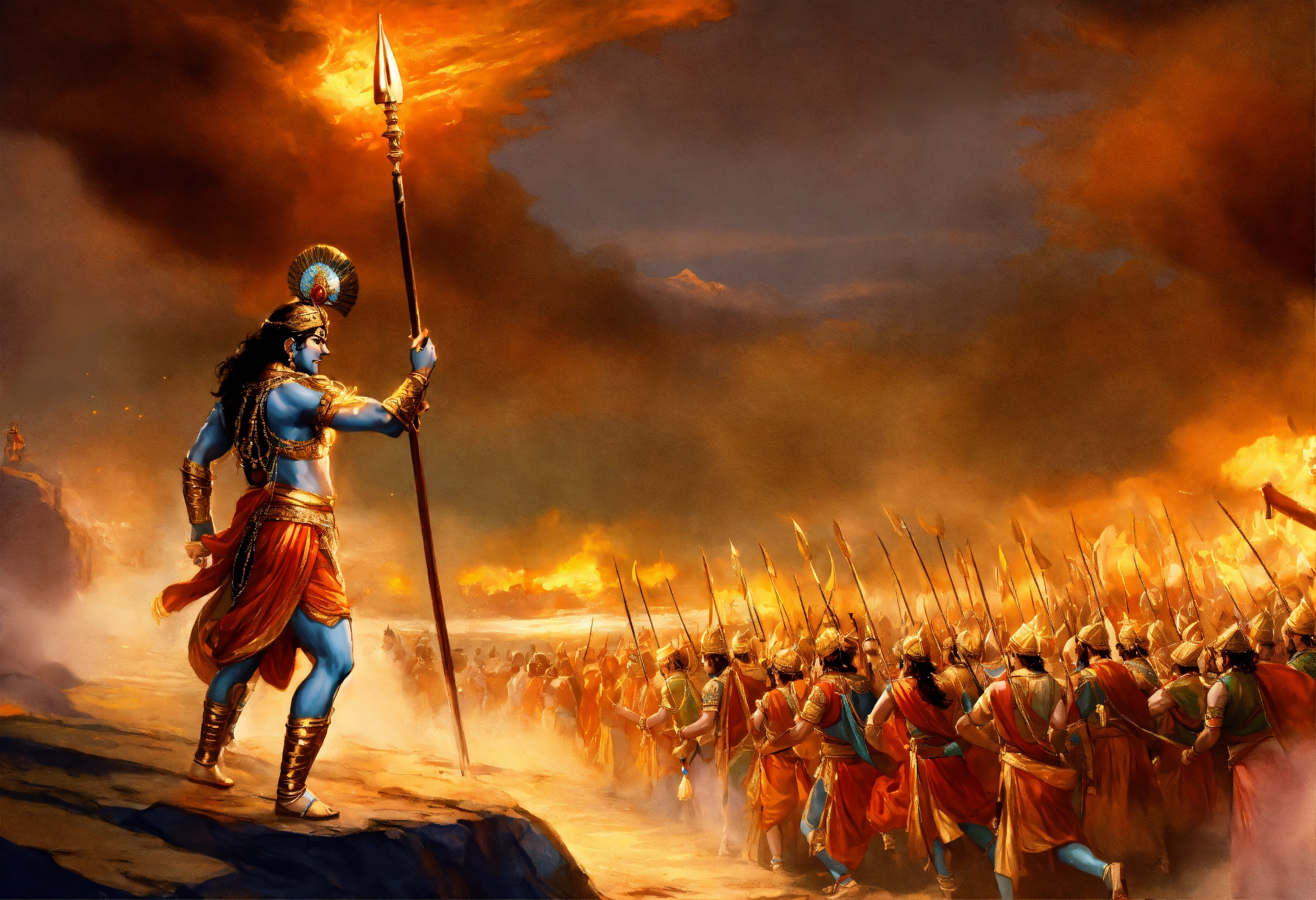 Lexica - Mahabharat war scene, Krishna telling bhisma pitamaha