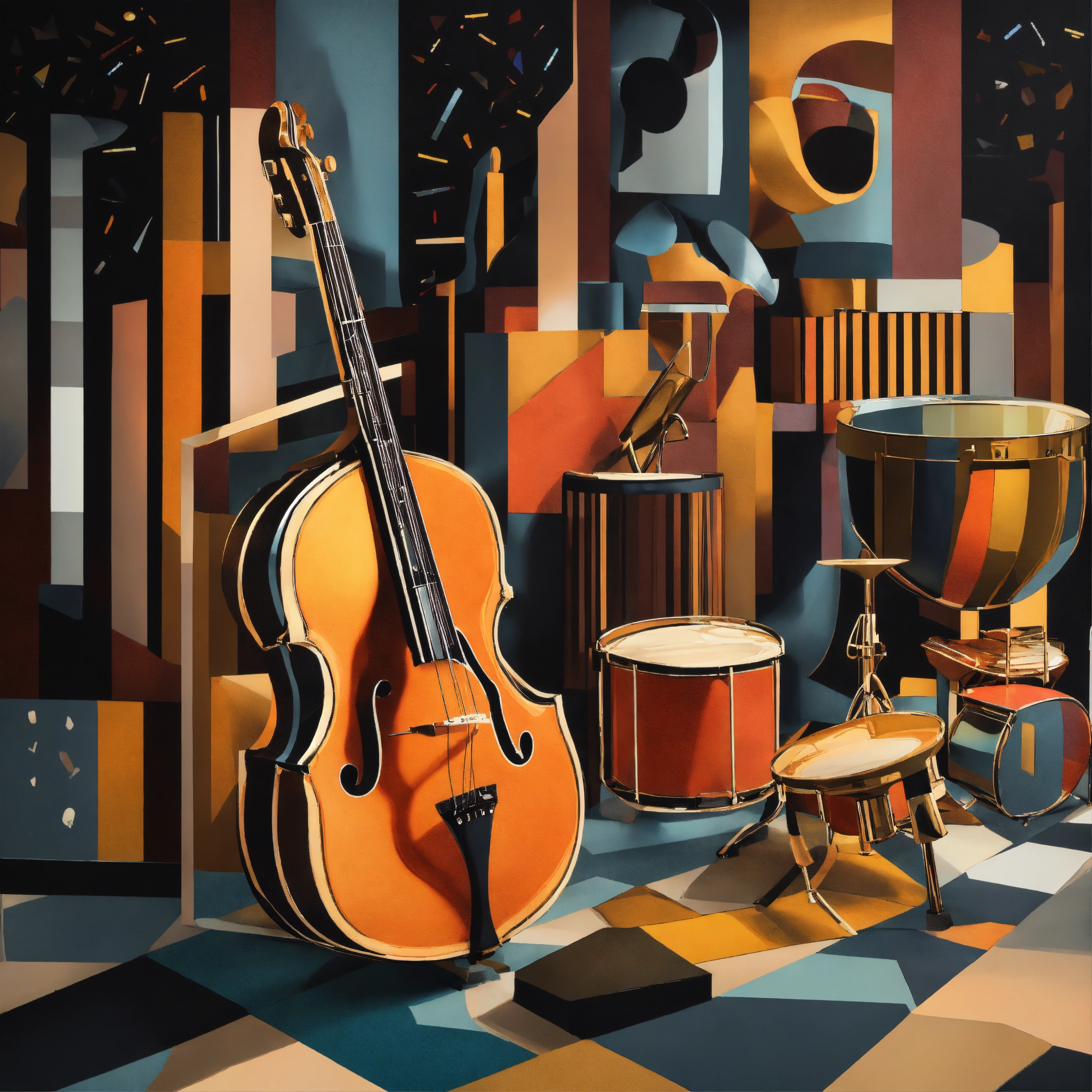 Lexica - Produce a electrifying 3D cubist-inspired painting of jazz ...
