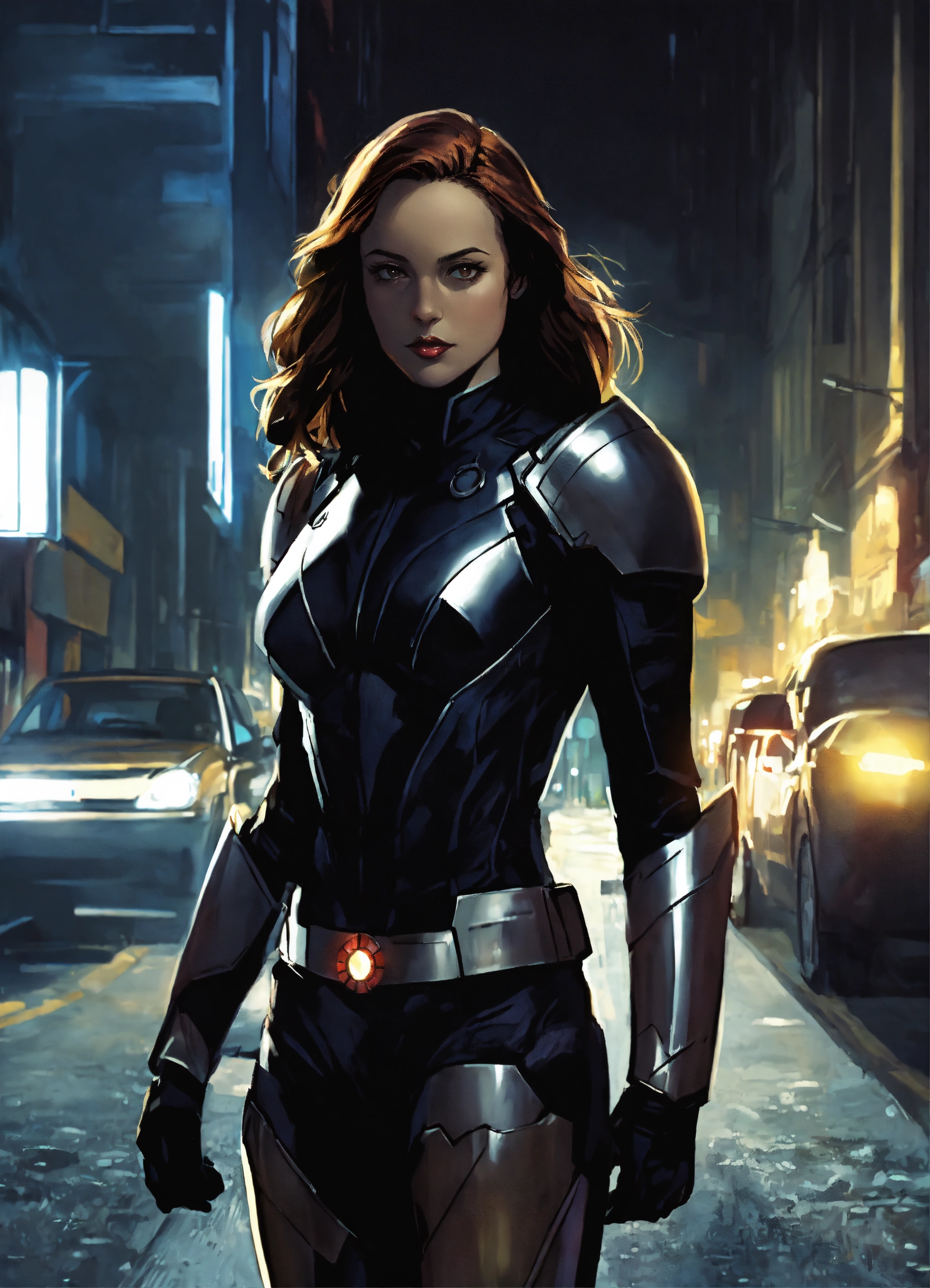 Lexica - Female X-Men Shadowcat wearing all black metal Iron Man armor ...