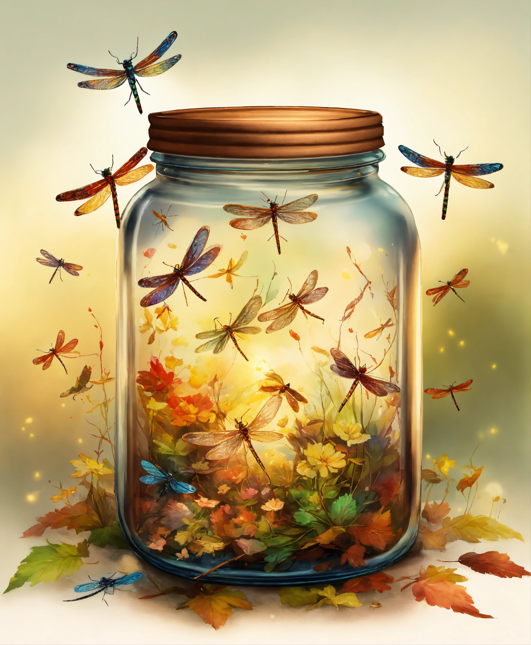 Lexica - Create a drawing of an explosion of dragonflies from an open ...