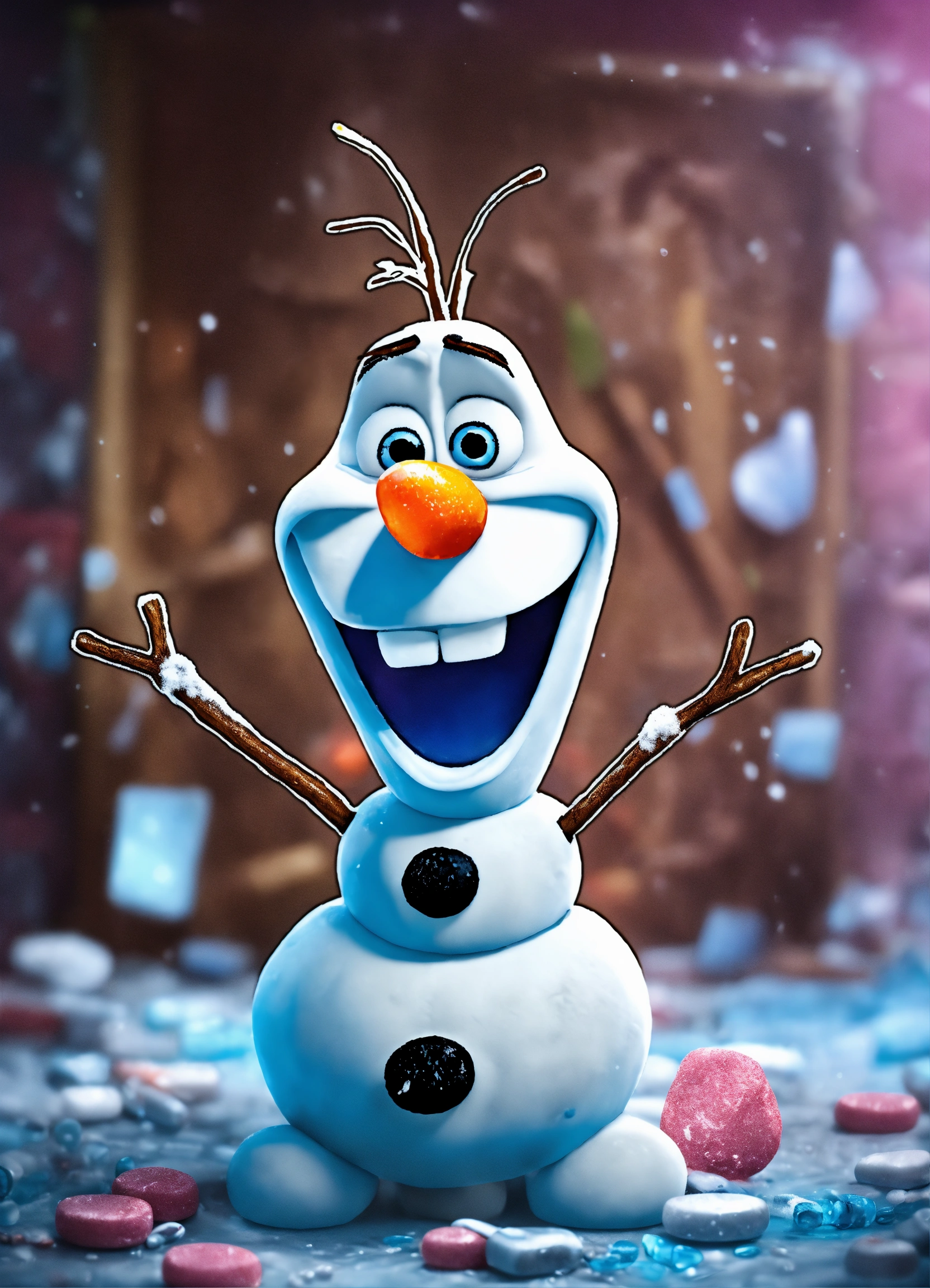 Lexica - Drug addict Olaf from Frozen portrait, front face ...