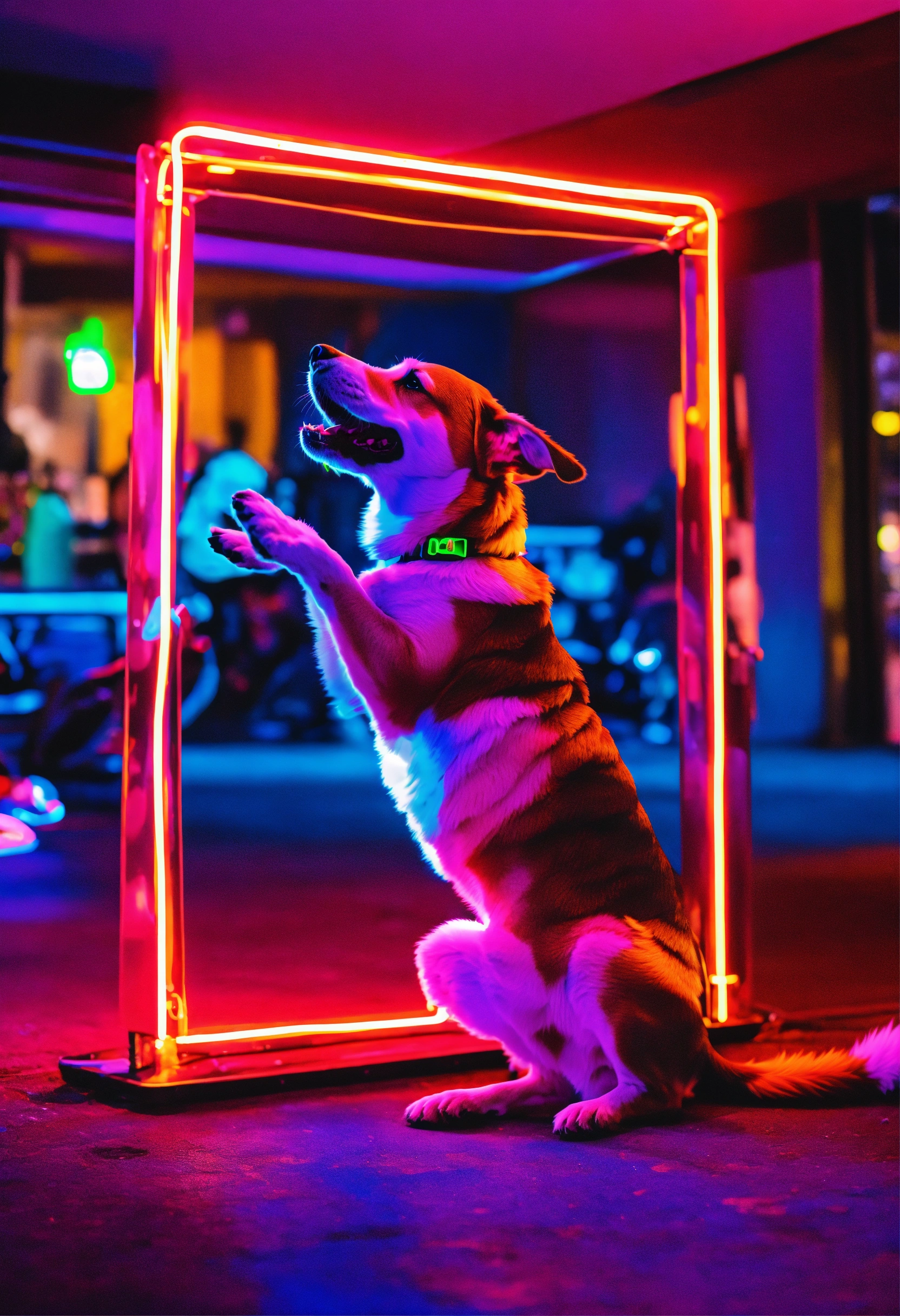 Lexica - Neon dog clapping