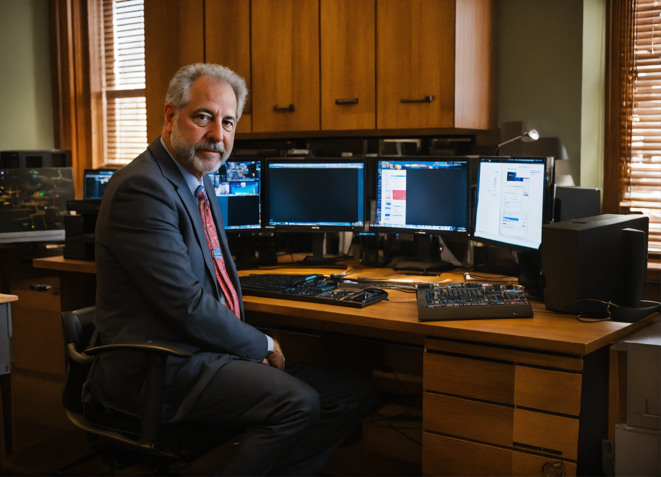 Lexica - Portrait of Gary Heller at Desk with Computers