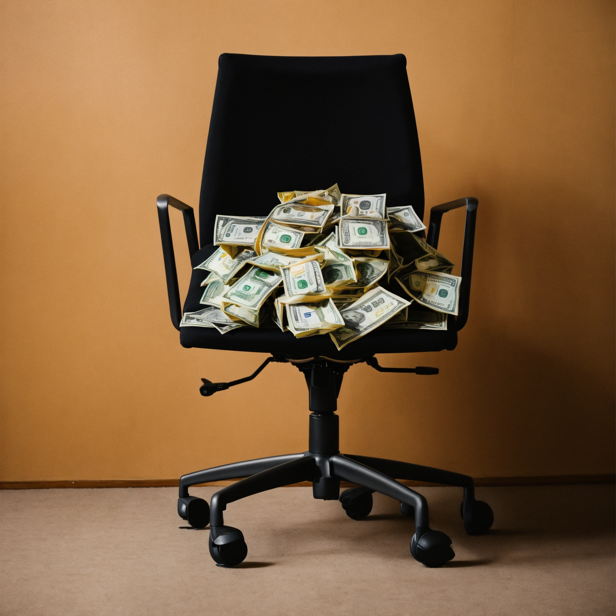 Lexica - An office chair with dollars on it