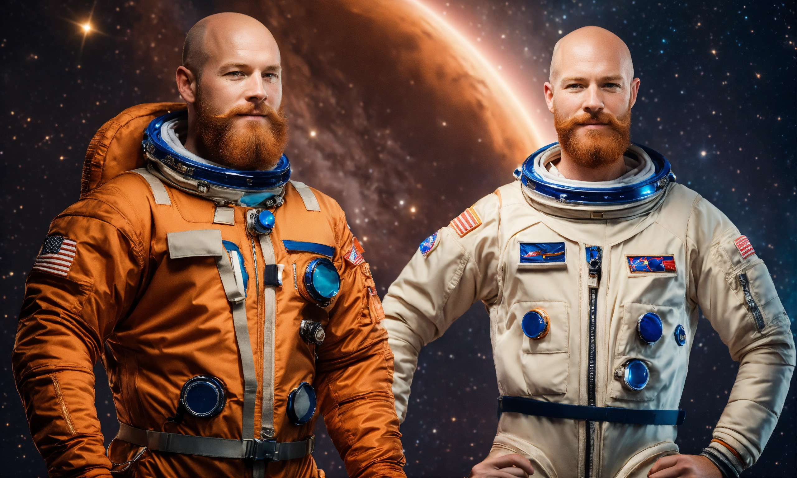 Lexica - Averege man with ginger beard and hair in astronaut suit ...