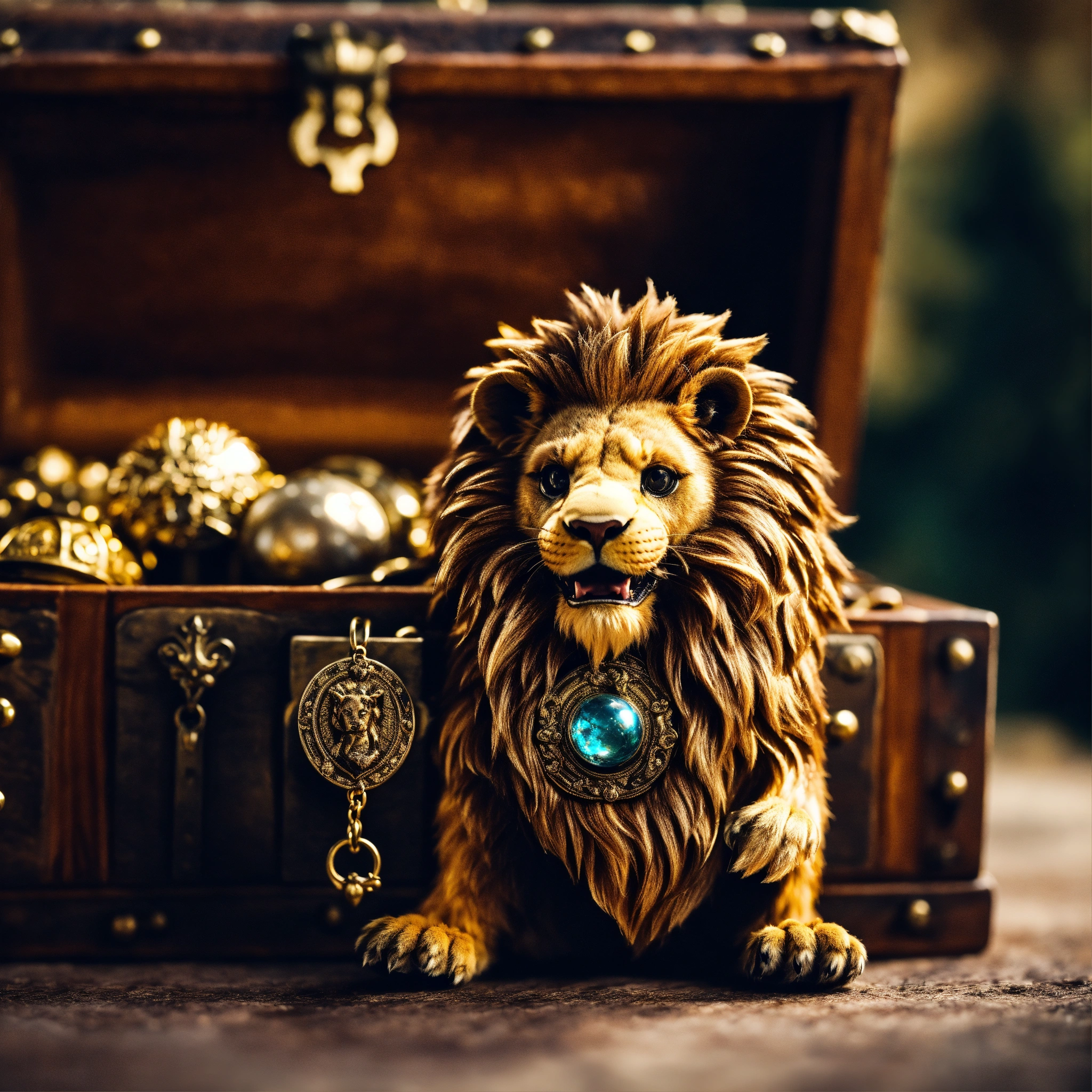 Lexica - A cute, furry lion-based monster guarding a medieval treasure ...