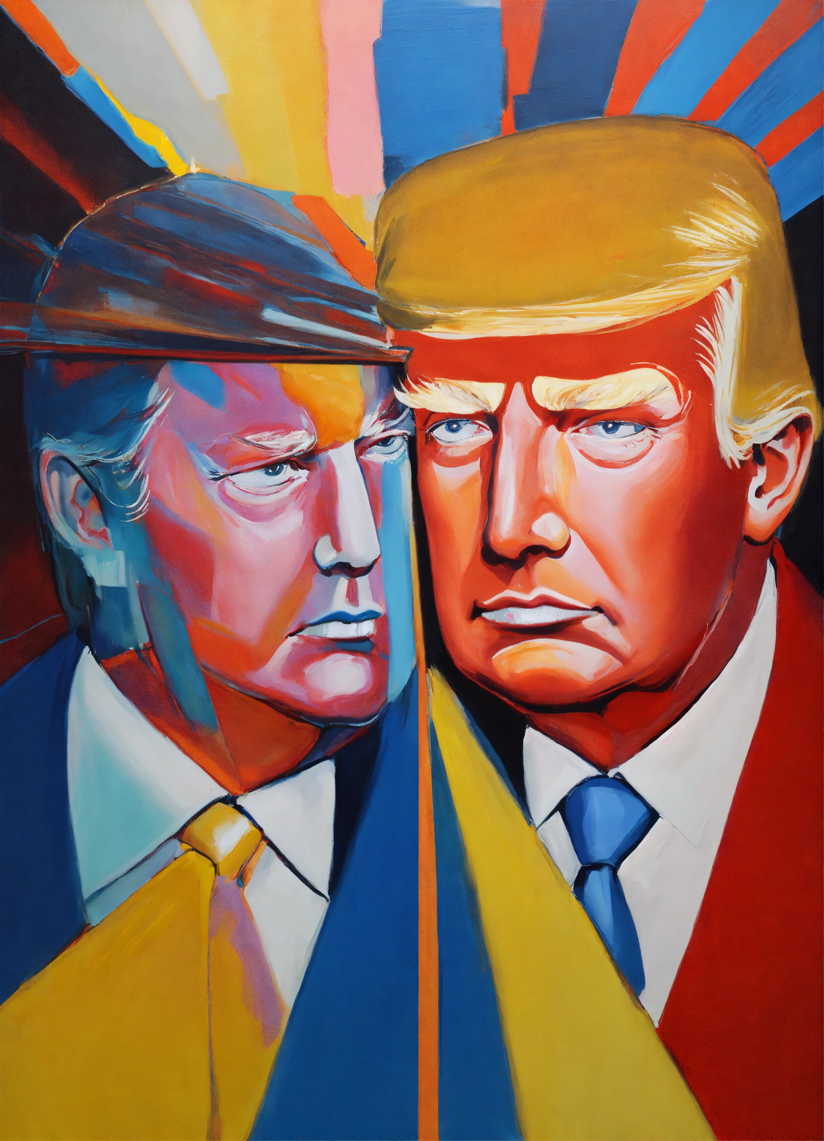 Lexica - Two faced trump in nyc subway, romatic abstract painting ...