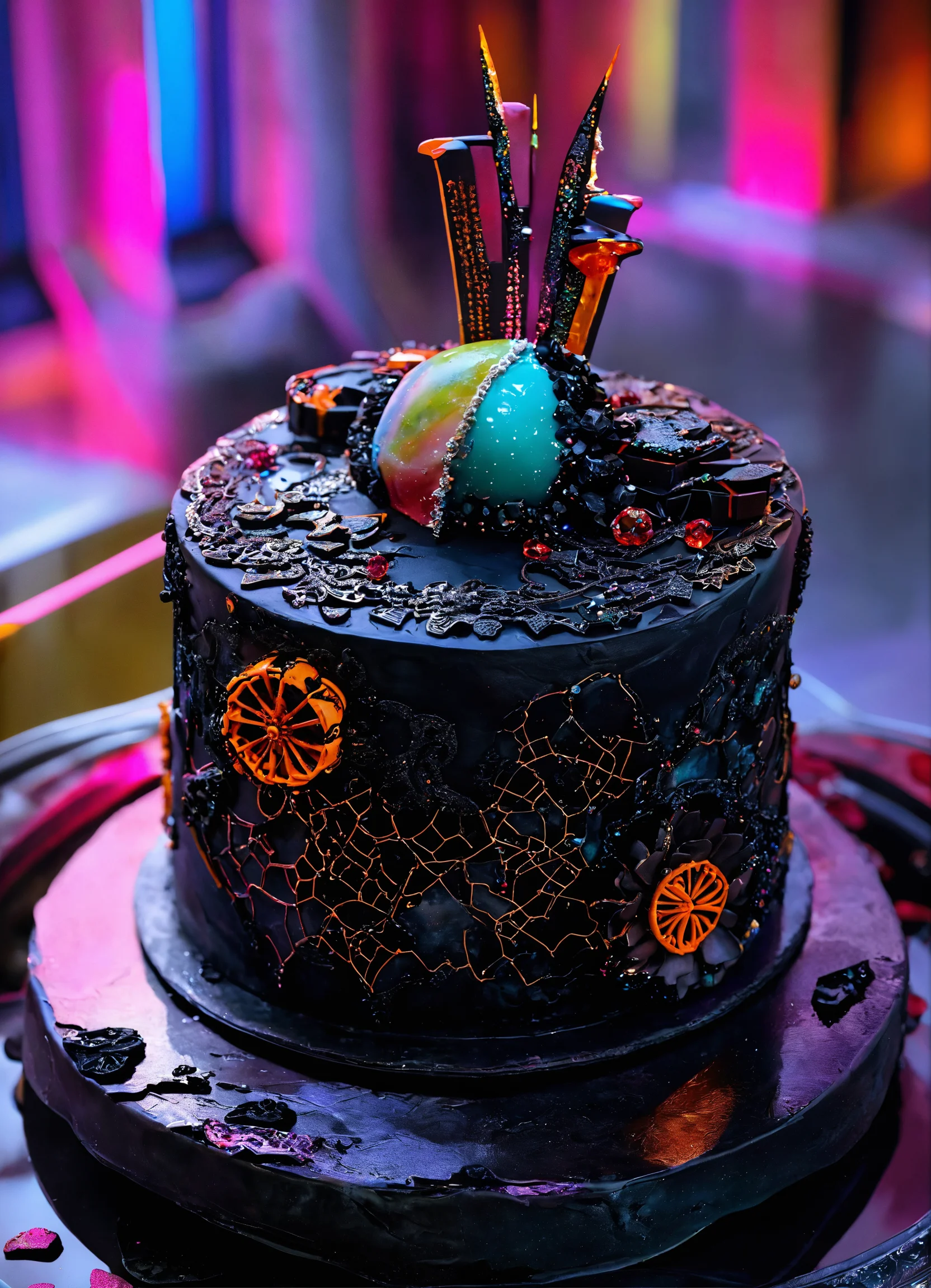 Lexica - Hyper-realistic cake with structural fondant designs, topped ...