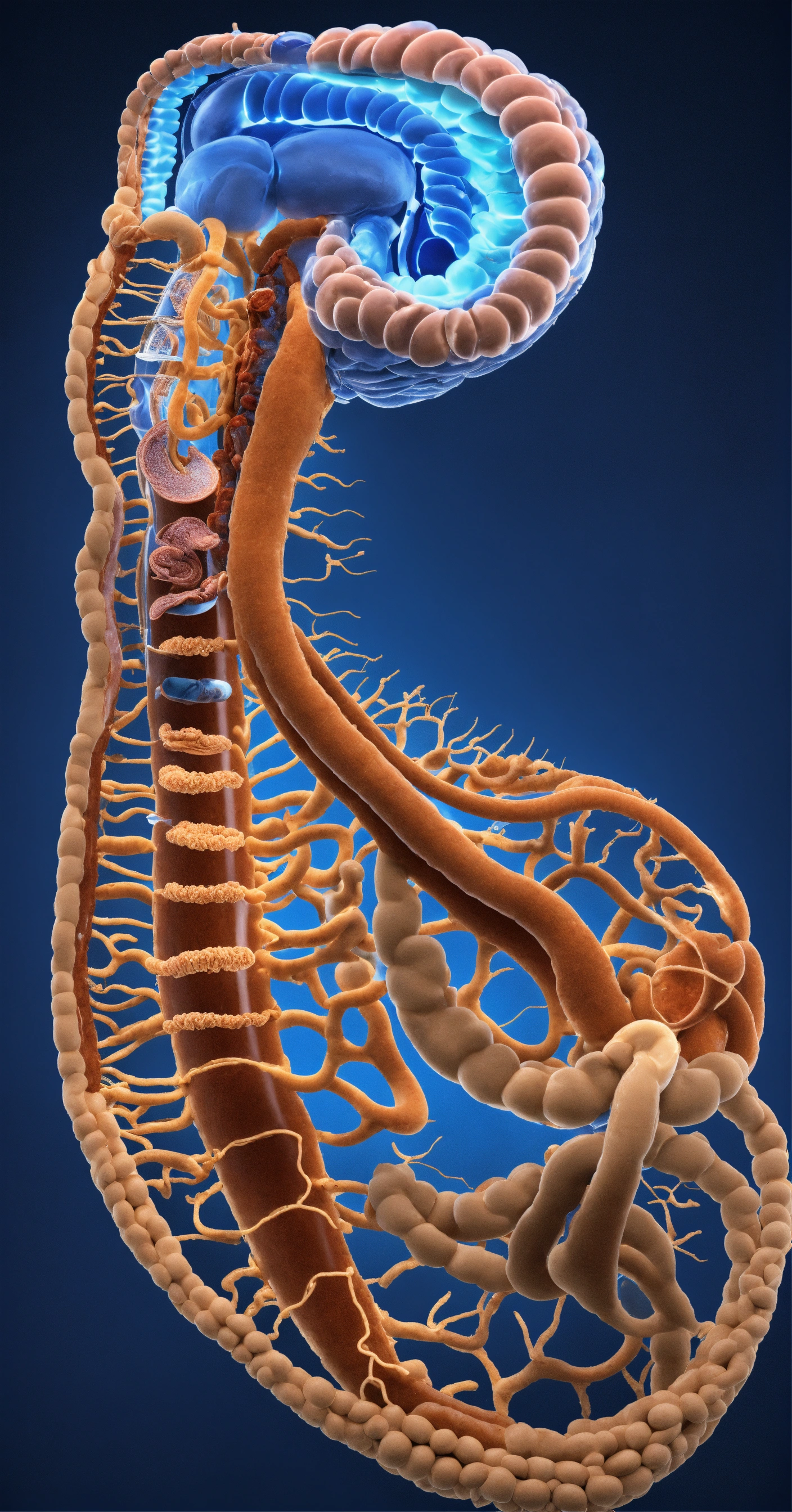 Lexica - Anatomy of the human digestive system, with blue lights and ...