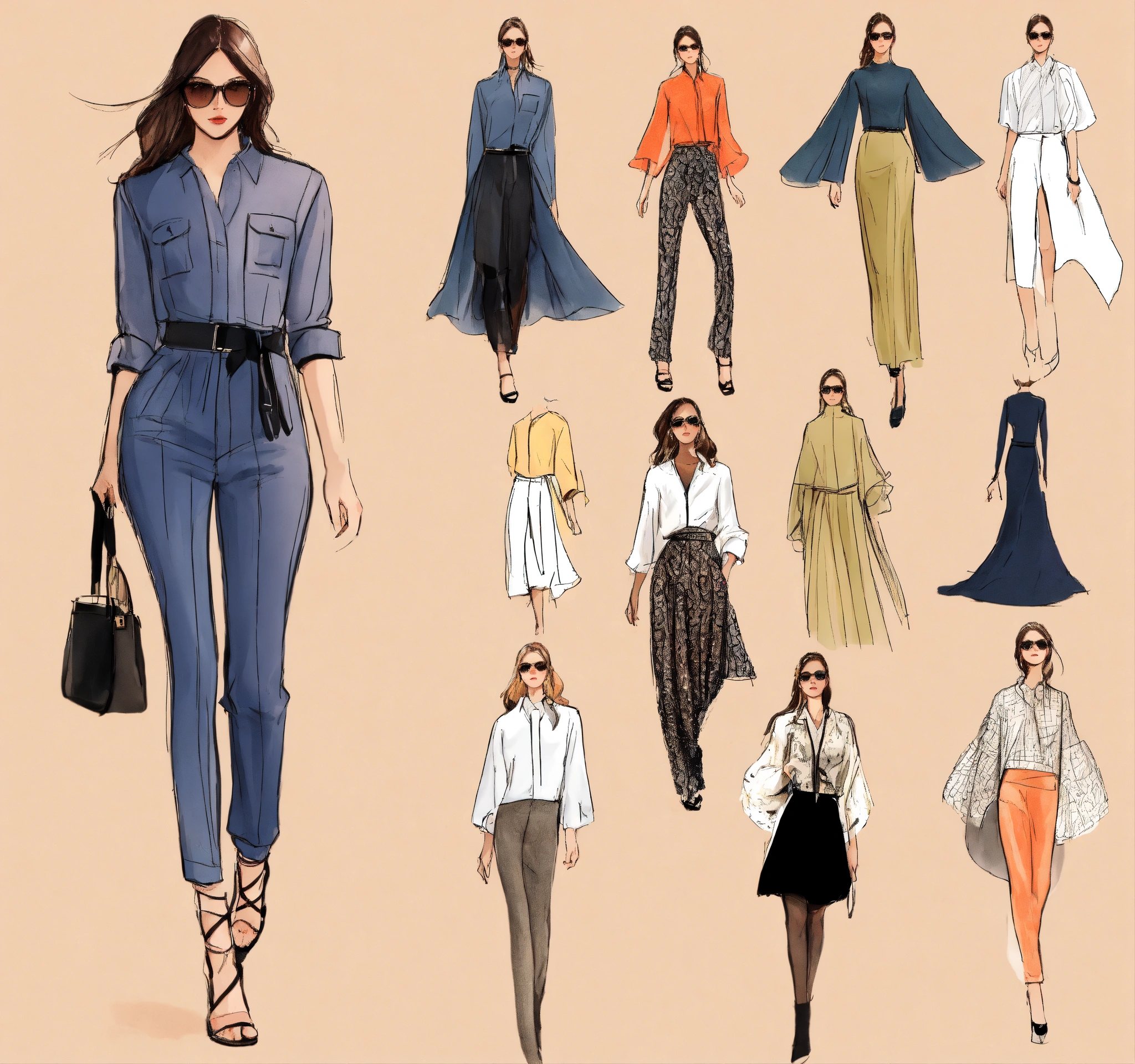 Lexica - Fashion illustrations, 12 different designs, rough sketches ...